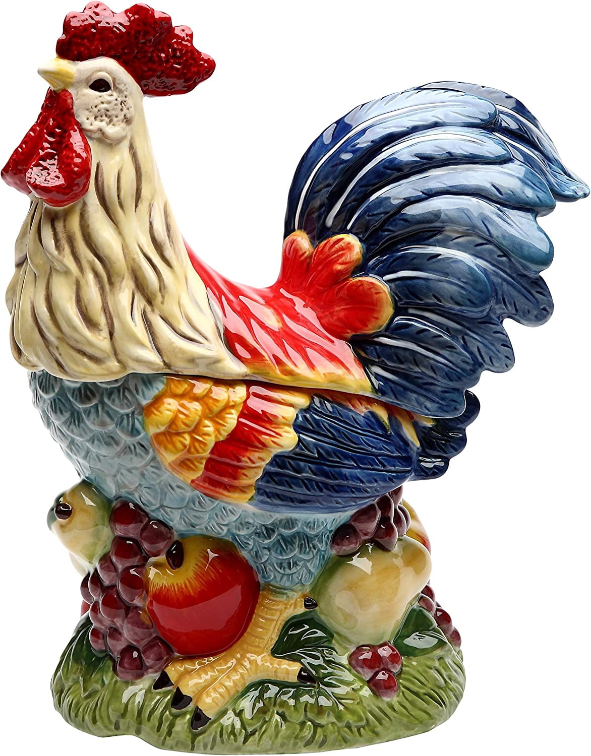 ANHXN SS-CG-31979 12" Tall Painted Standing Rooster on Fruit Kitchen Cookie Jar - Walmart.com