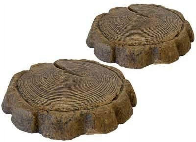 ANHXN Small Log Stepping Stones, Pack of 2, Concrete Tree Ring Design ...