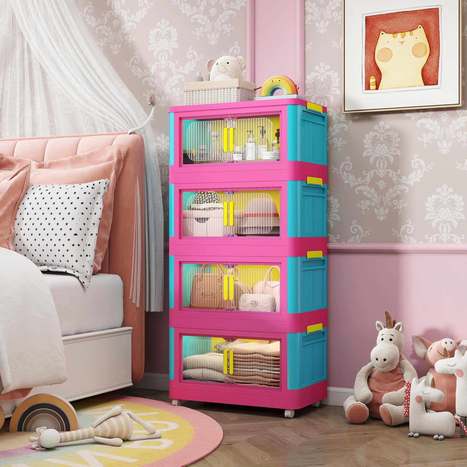 ANHXN Storage Bins with Lid,Collapsible Closet Organizers, Stackable ...