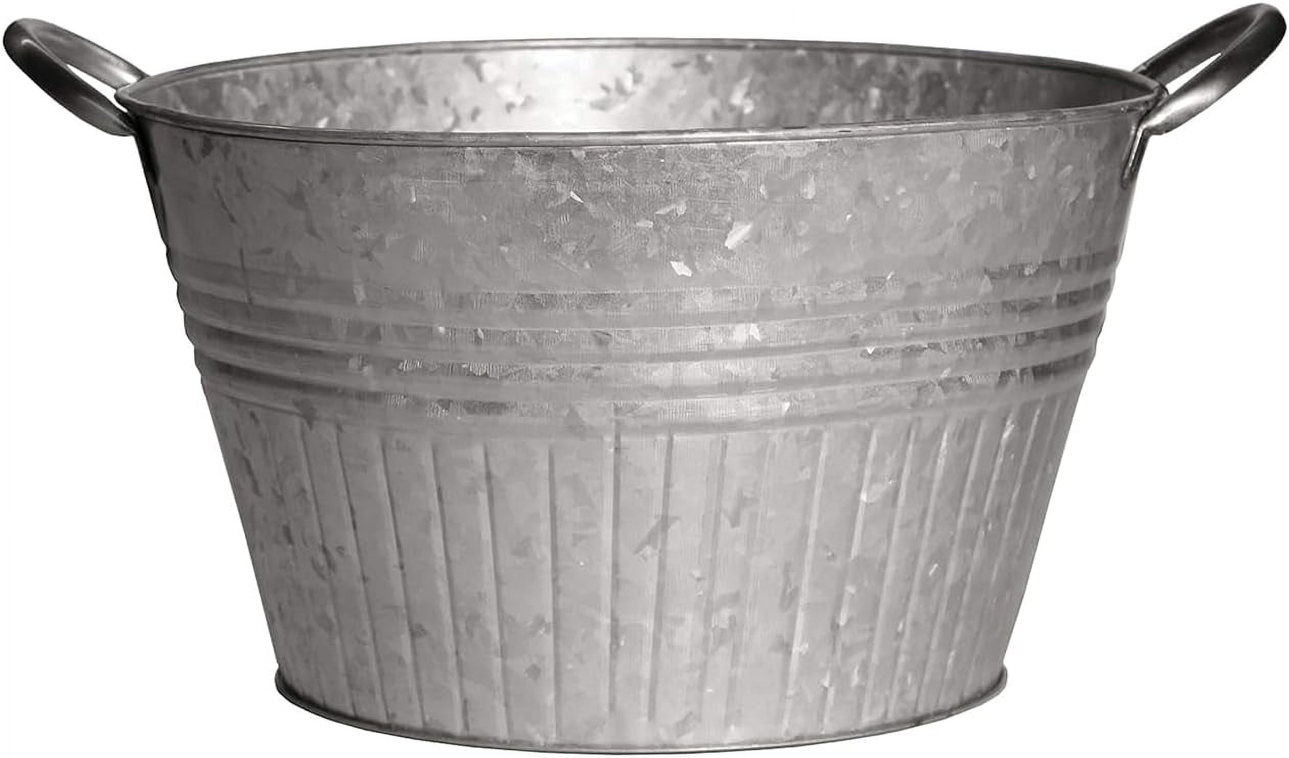ANHXN Tub Metal Planter w/Handles – Lightweight Galvanized Steel with ...