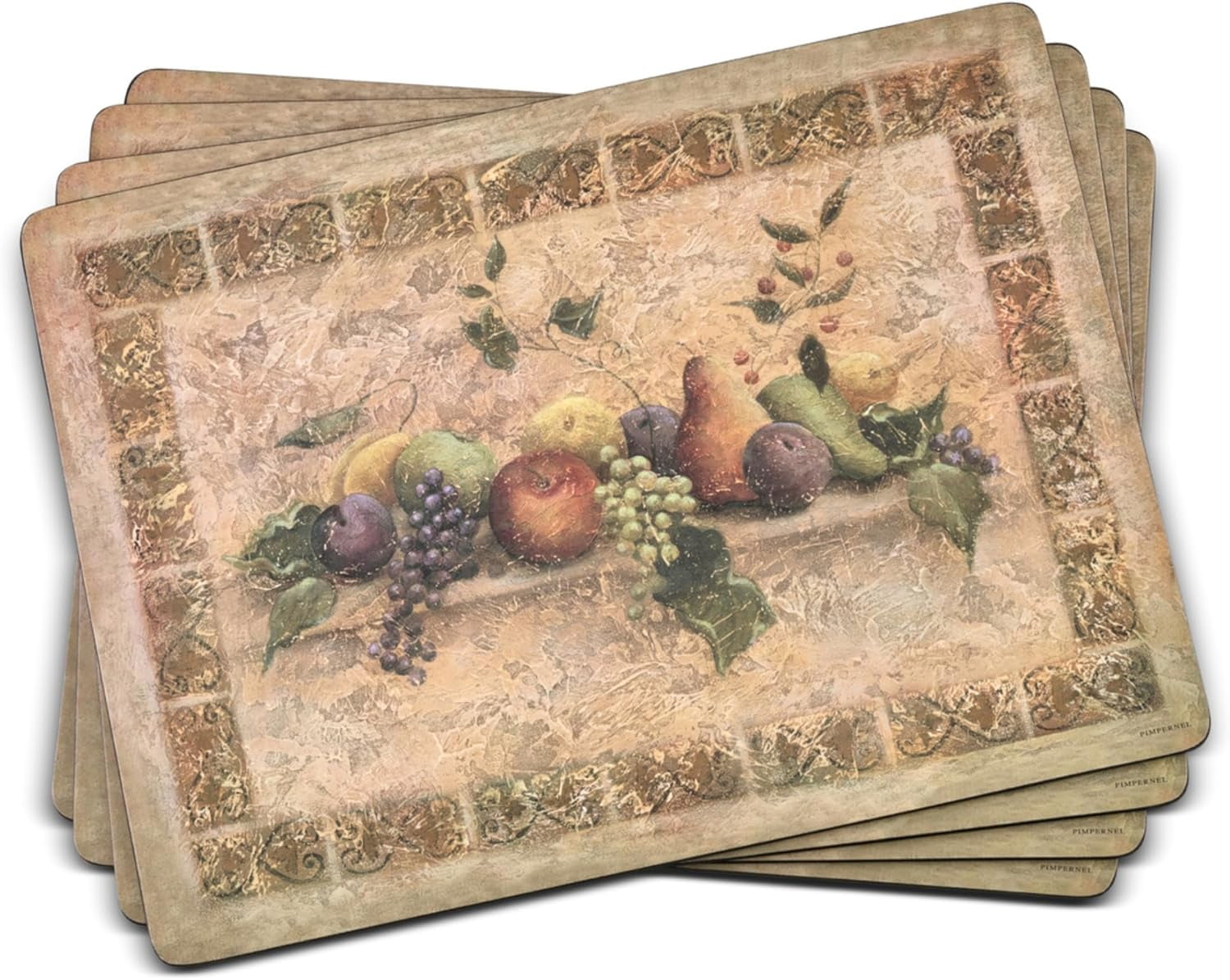 ANHXN Tuscan Palette Placemats – Set of 4 Cork-Backed Table Mats with ...