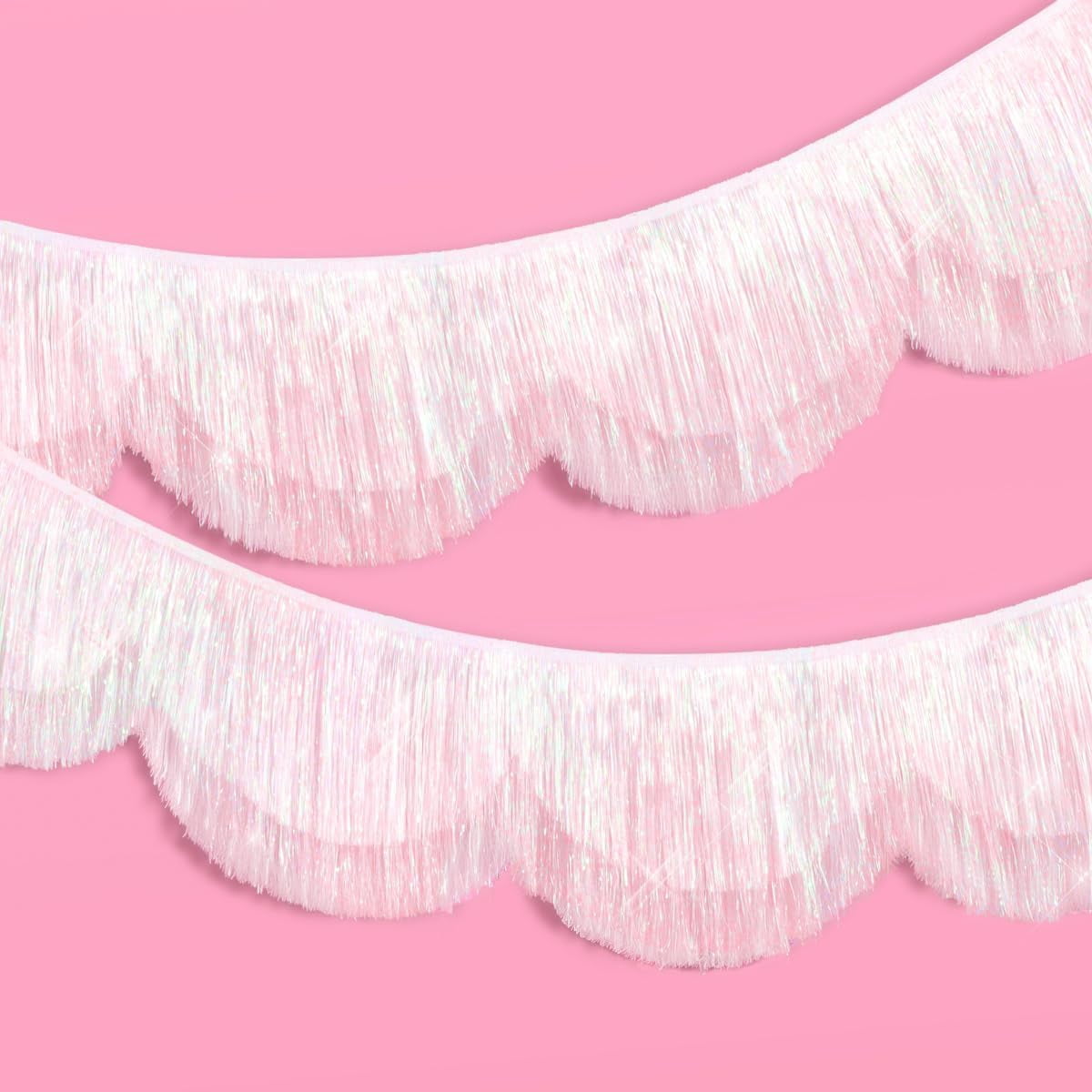 ANHXN White Iridescent Scallop Fringe Banner | Bachelorette Party ...
