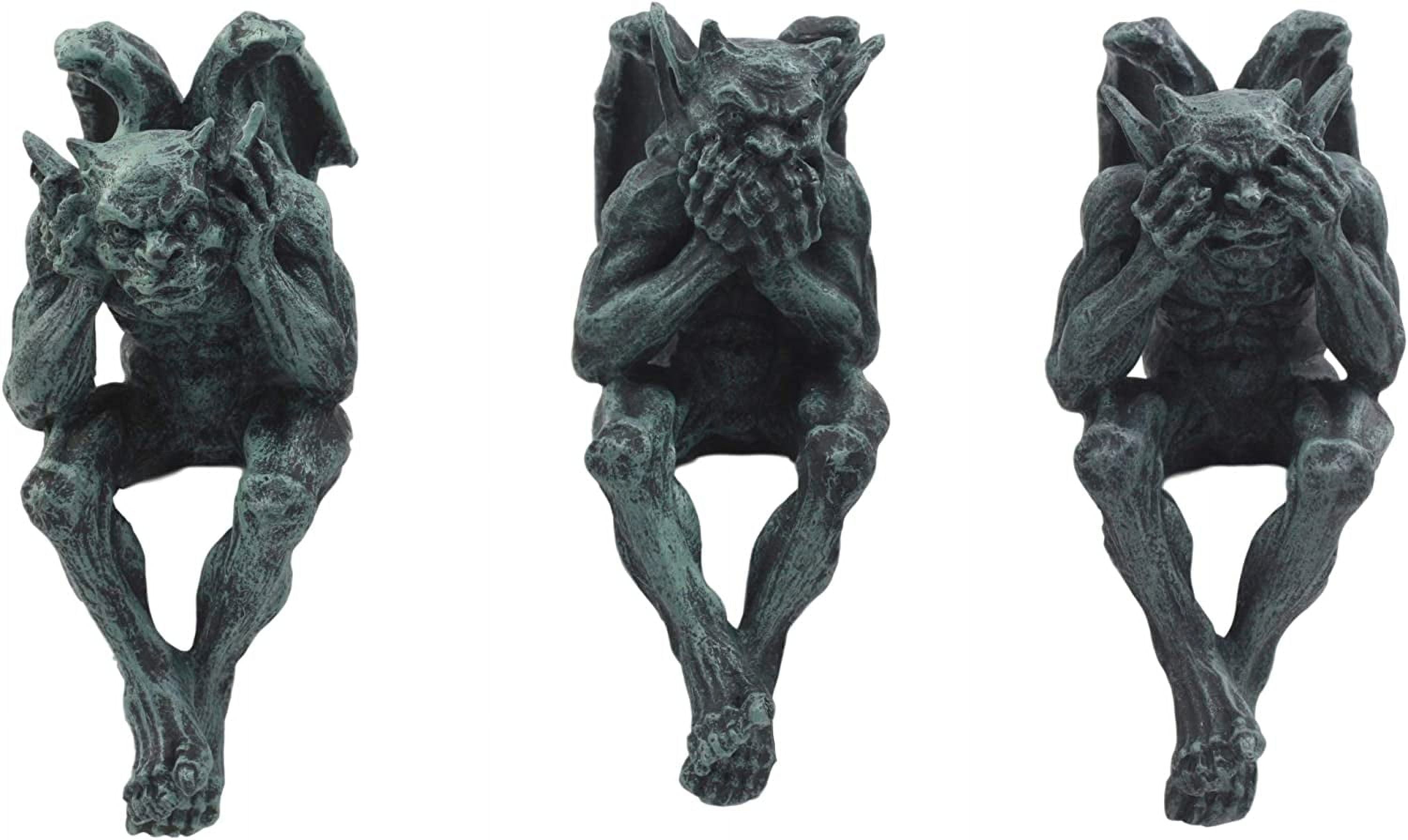 ANHXN Winged Hear No Evil See No Evil Speak No Evil Gargoyle Shelf Sitters Figurines Gargoyle ...