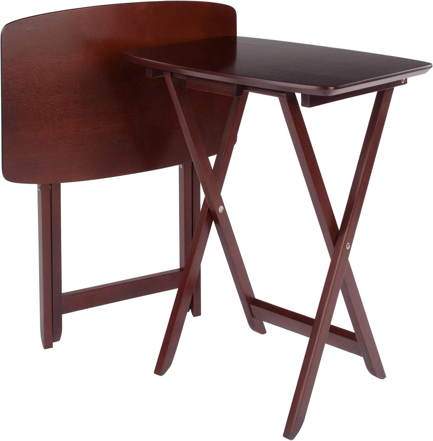 ANHXN Wood Cade Snack Table Set - Stylish Folding Tables, Durable-Frame ...