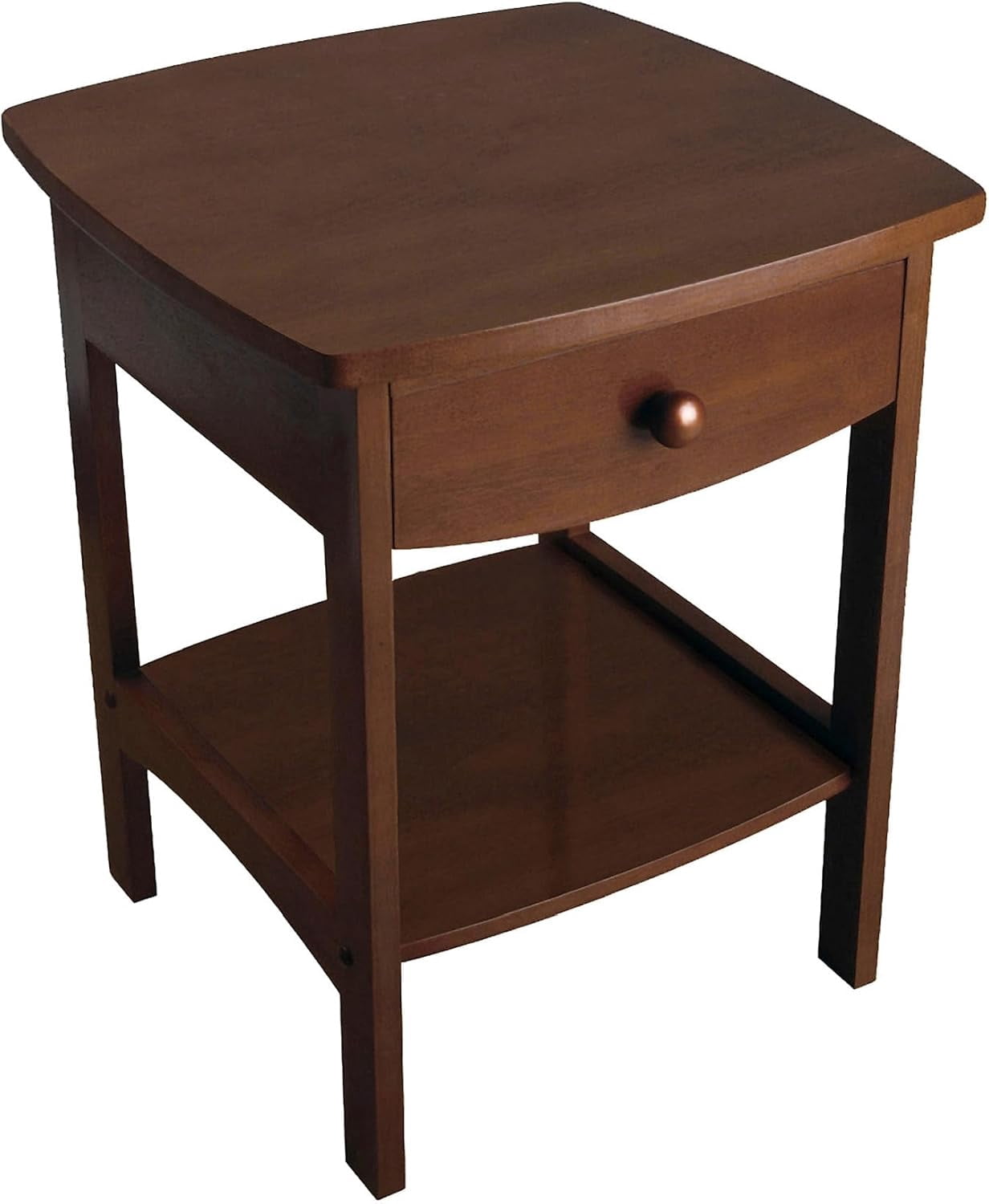 ANHXN Wood Curved End Table/Night Stand with One Drawer - Walmart.com