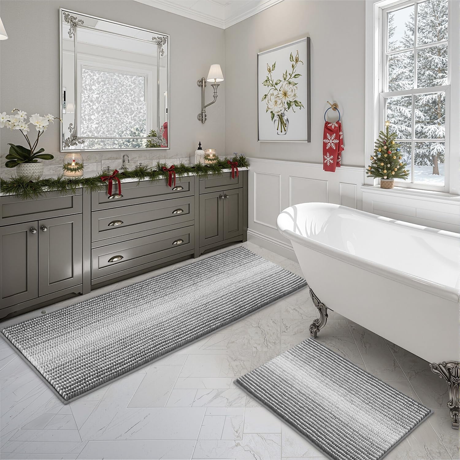 ANHXN bathroom carpet, absorbent rope velvet bathroom carpet set, non ...