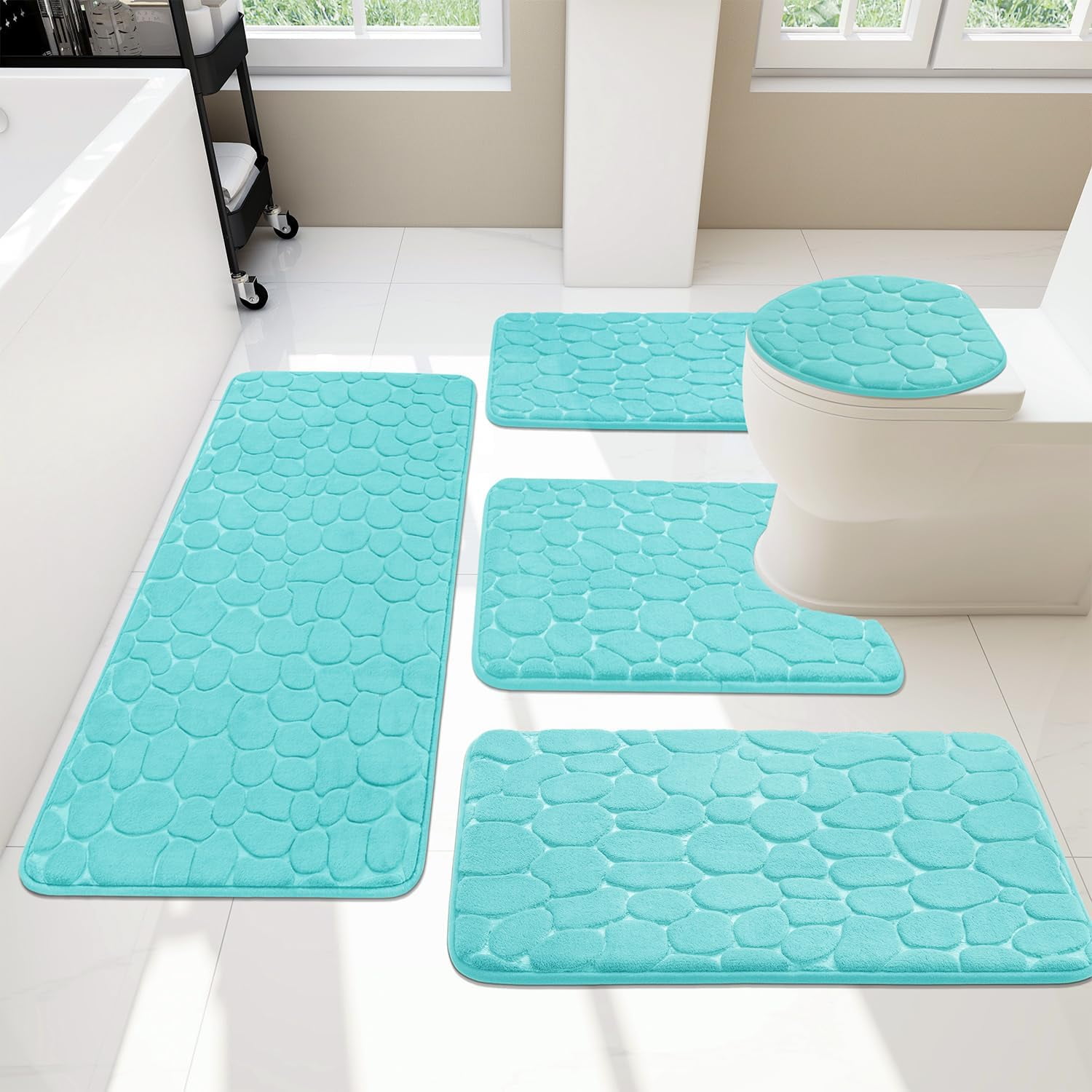 ANHXN bathroom carpet mat, memory foam bath mat, antiskid absorbent ...