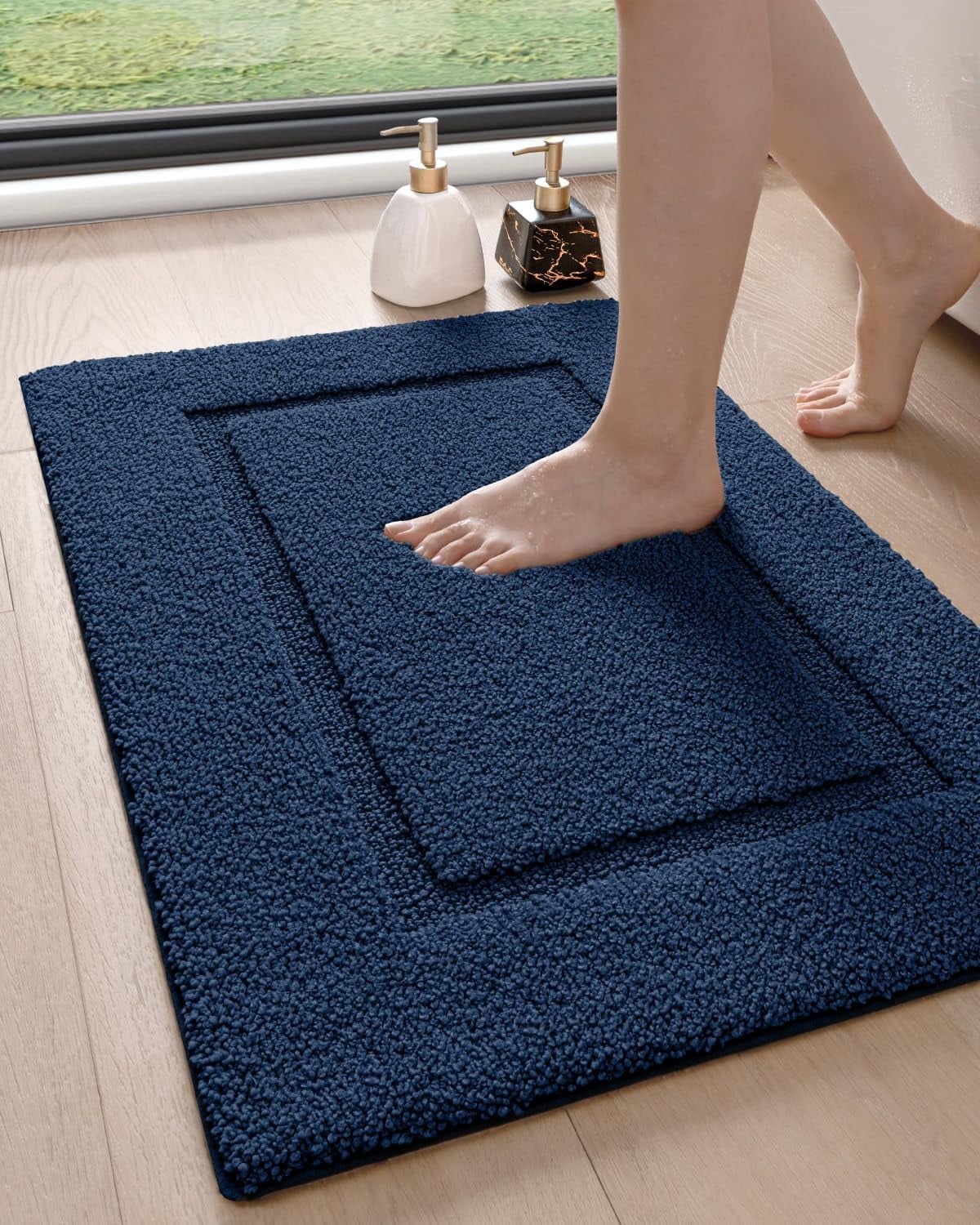 ANHXN bathroom carpet, washable non slip shower mat for shower floor ...