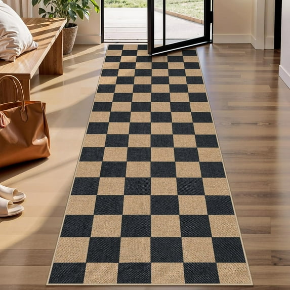 ANHXN grid simple carpet, suitable for floor washable entrance channels ...