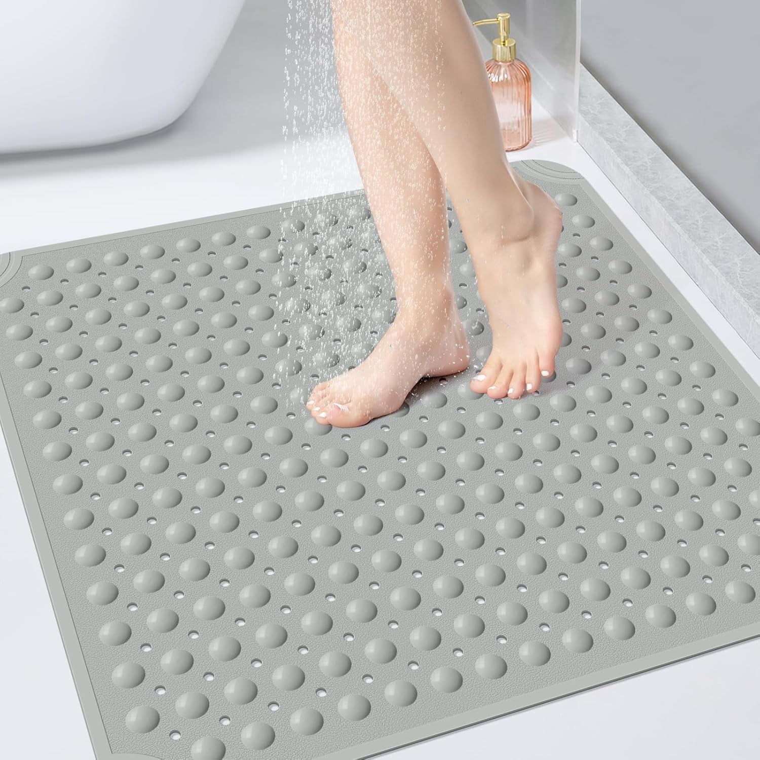 ANHXN shower mat, TPE anti slip shower mat, with drainage holes and ...