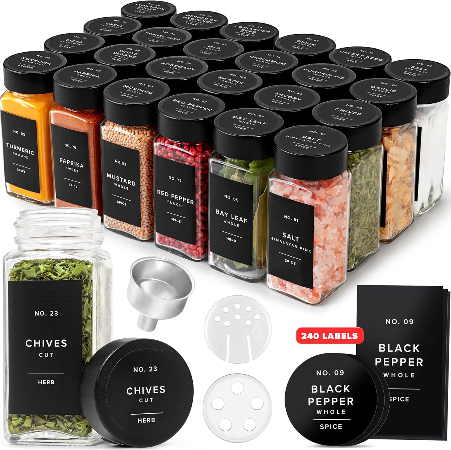 ANHXN spice jar with shaker insert and label - a glass container for ...