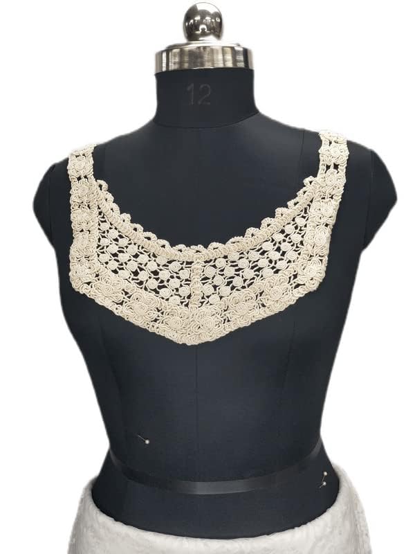 ANI Accessoriez Embroidered White Floral Lace Neckline Collar for Suits ...