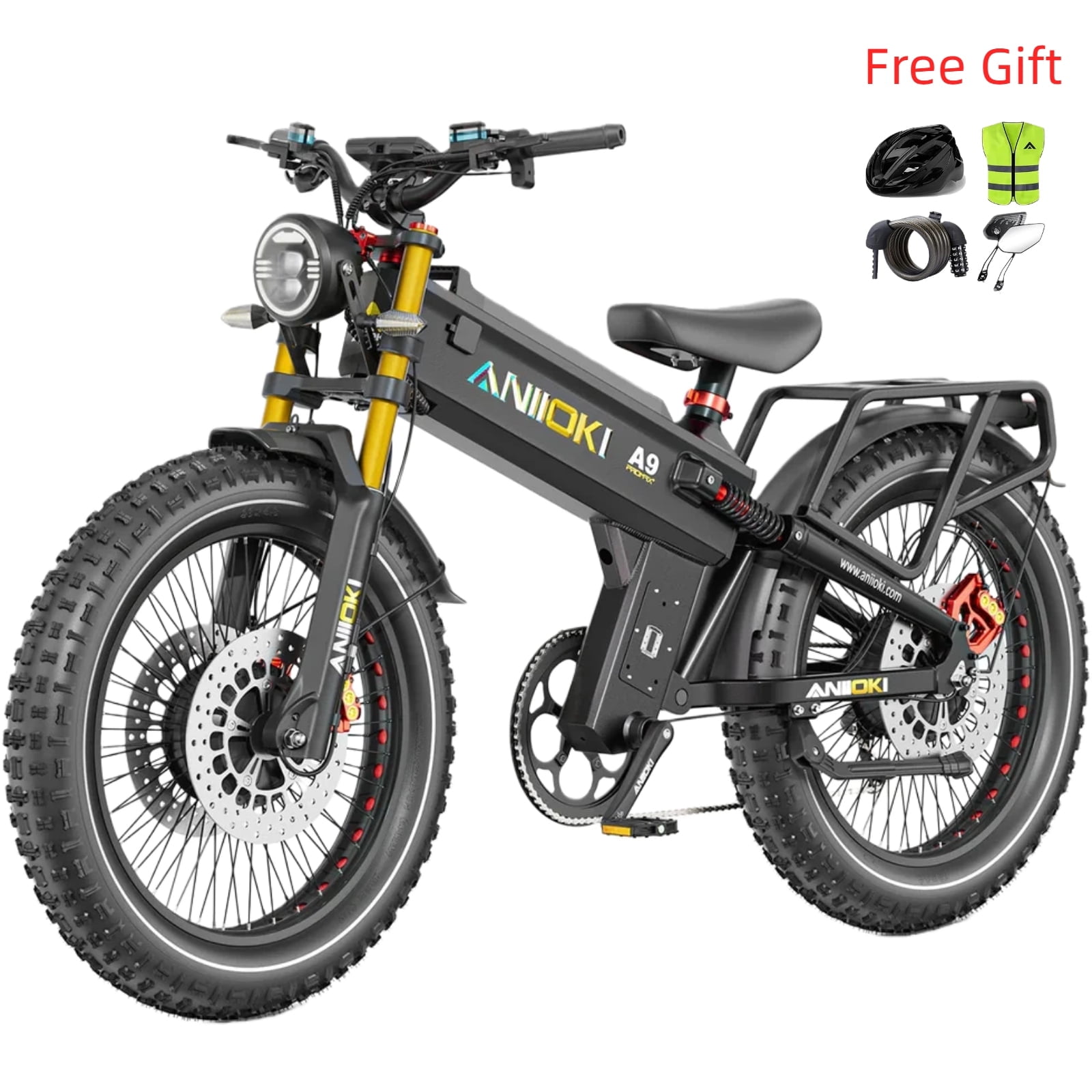 ANIIOKI A9 Pro Max 60V 70Ah Dual Motor Electric Bike,5600W Peak,26"x4.8 ...