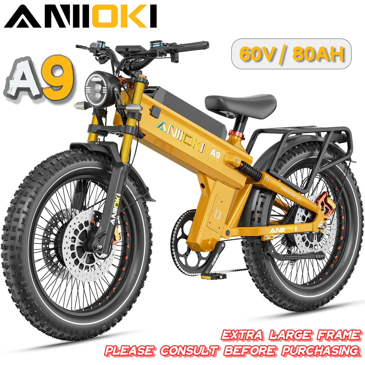 ANIIOKI A9 Pro Max Dual Motor Electric Bike for Adults,60V 80Ah,26"x4.8 ...