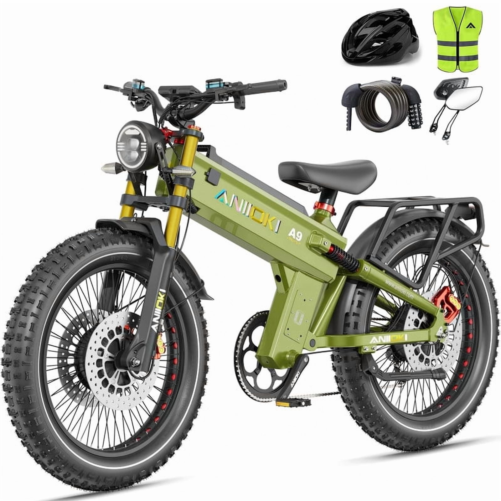 ANIIOKI A9 Pro Max Electric Bike 2025 Upgraded,6000W(Peak) Dual Motor 60V 80Ah,200 Miles Long ...