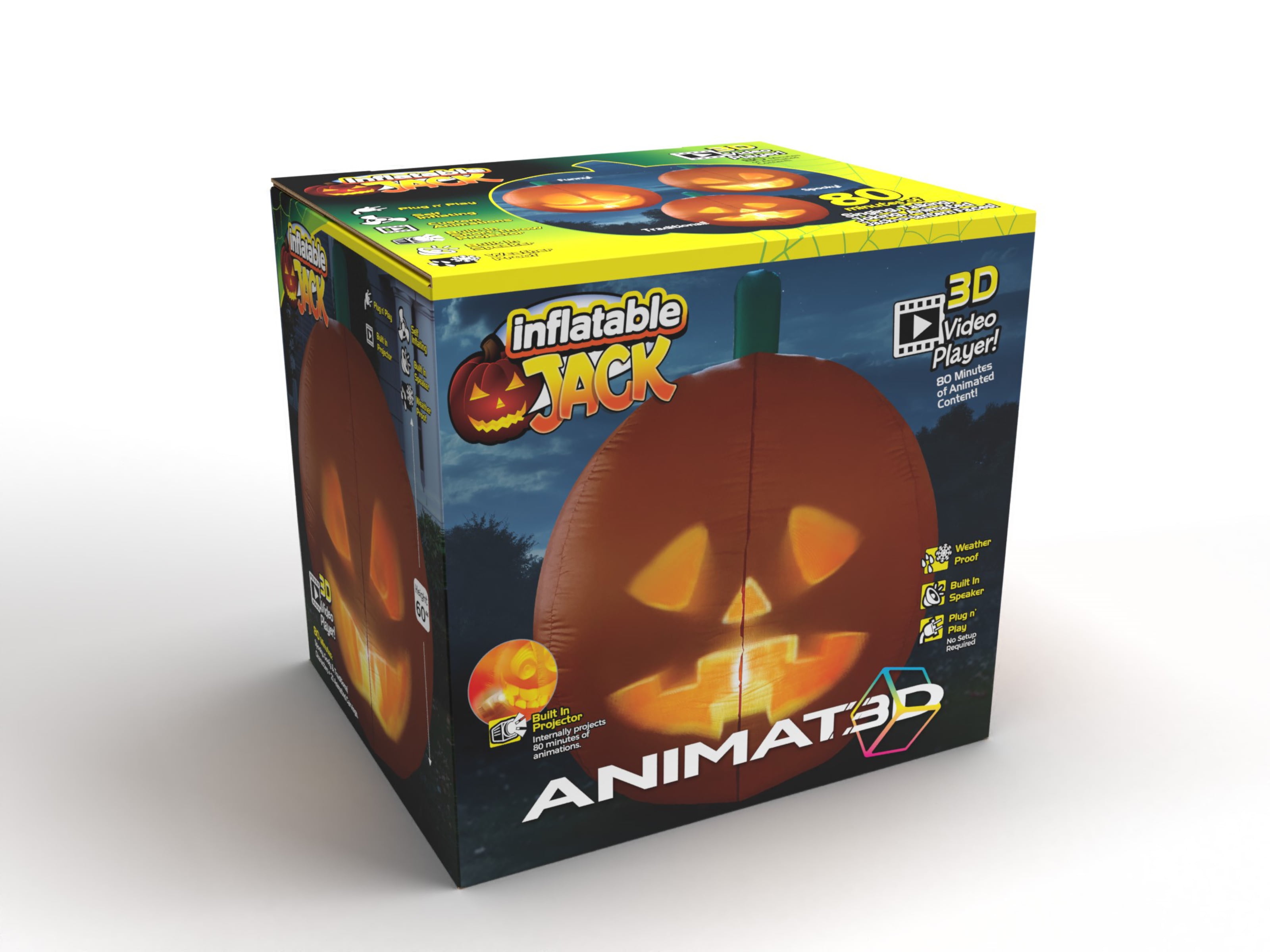 ANIMAT3D Inflatable Jabberin' Jack Projection Halloween Pumpkin with ...