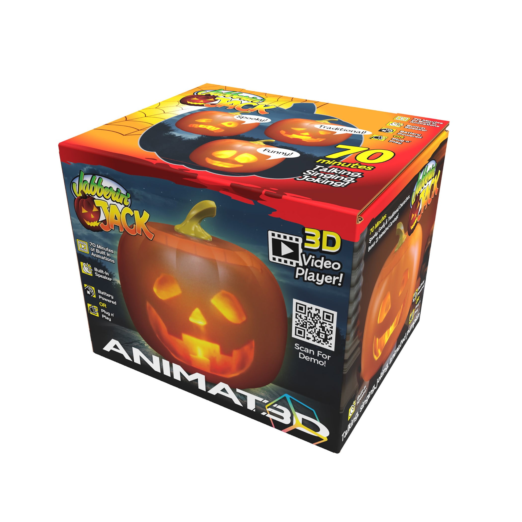 ANIMAT3D Jabberin' Jack Talking Animated Pumpkin with Built in Video ...