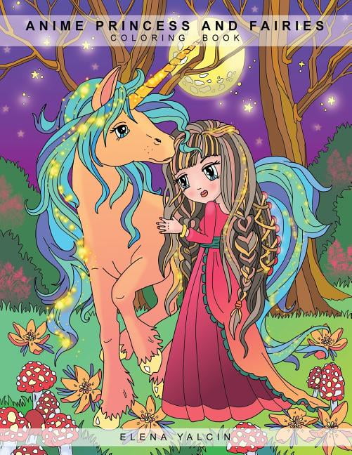 ANIME Princess and Fairies: Children Coloring Book, (Paperback ...