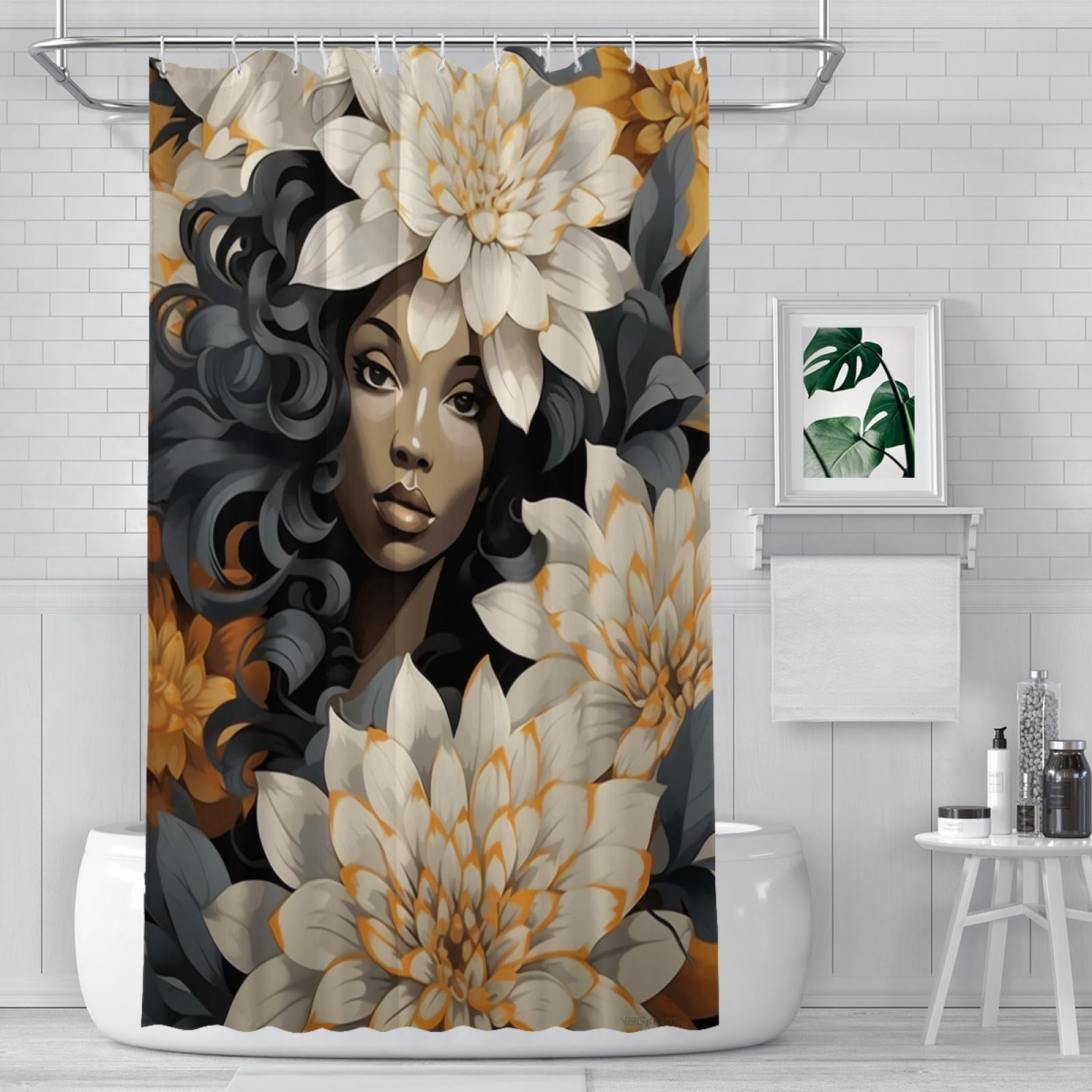 ANINDA Black Girl Shower Curtain Illustration from Black Girl with ...