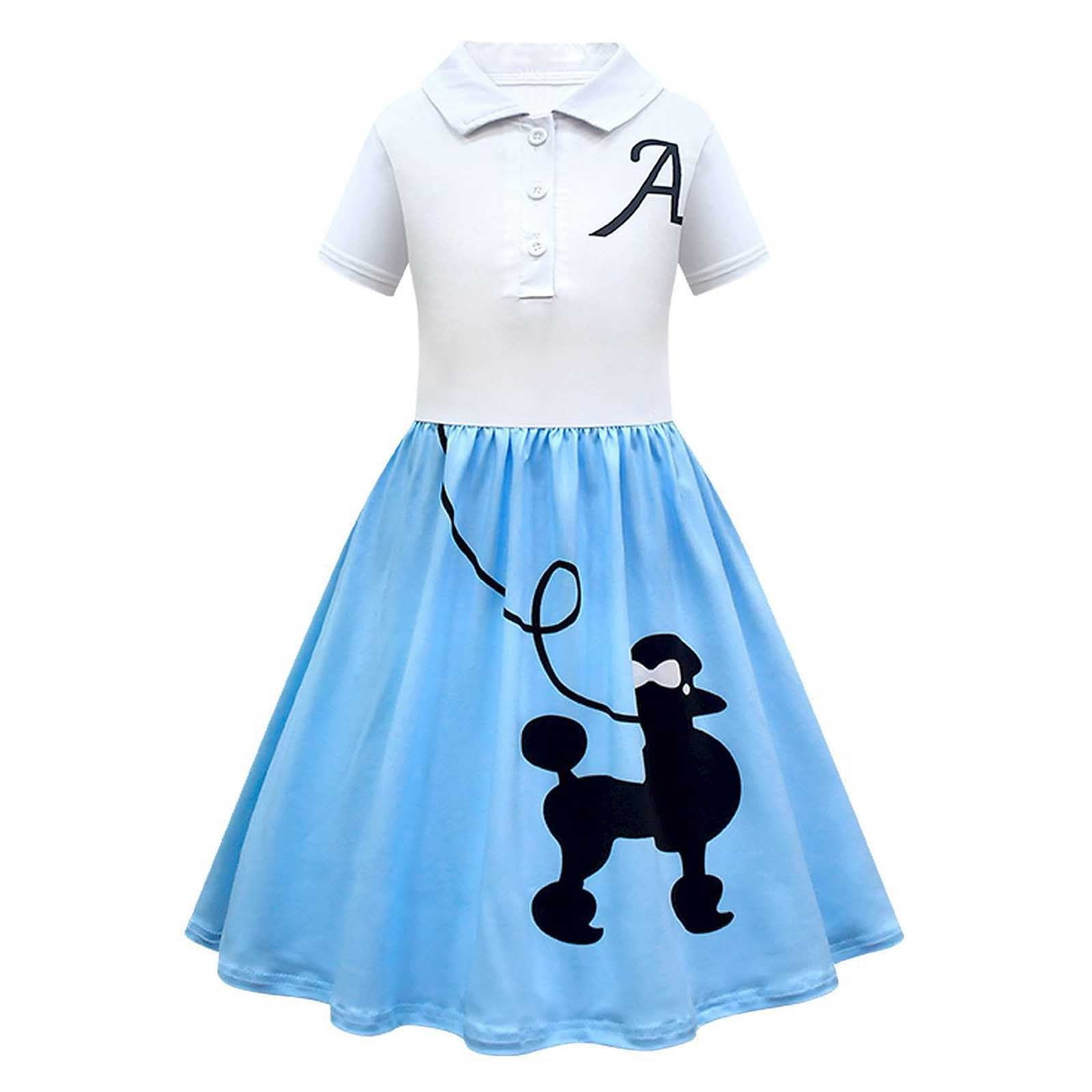 ANINEO 50s Outfit for Girls, Poodle Skirt Dress, Sock Hop Clothing ...