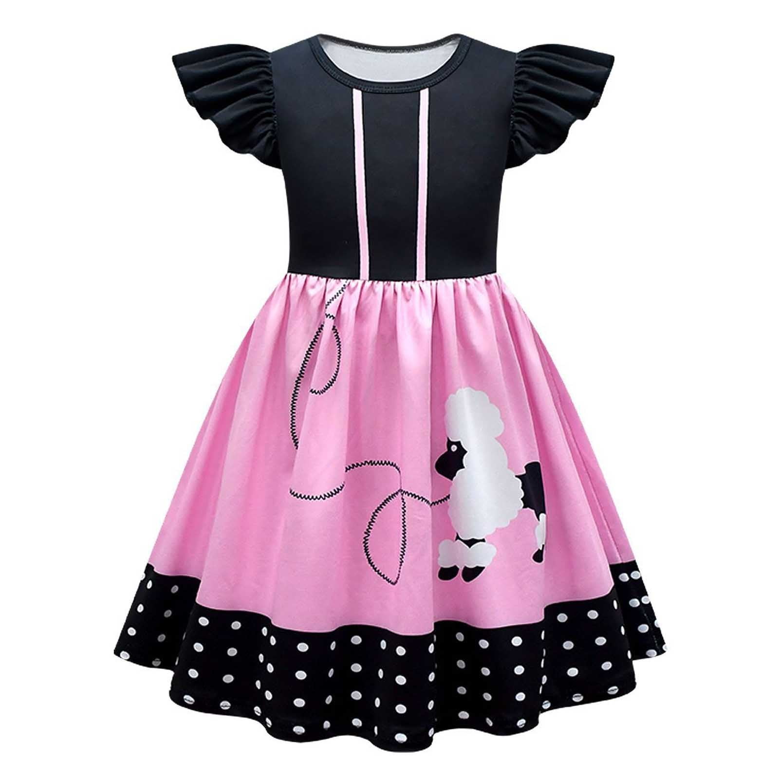 ANINEO 50s Outfit for Girls, Poodle Skirt Dress, Sock Hop Clothing ...