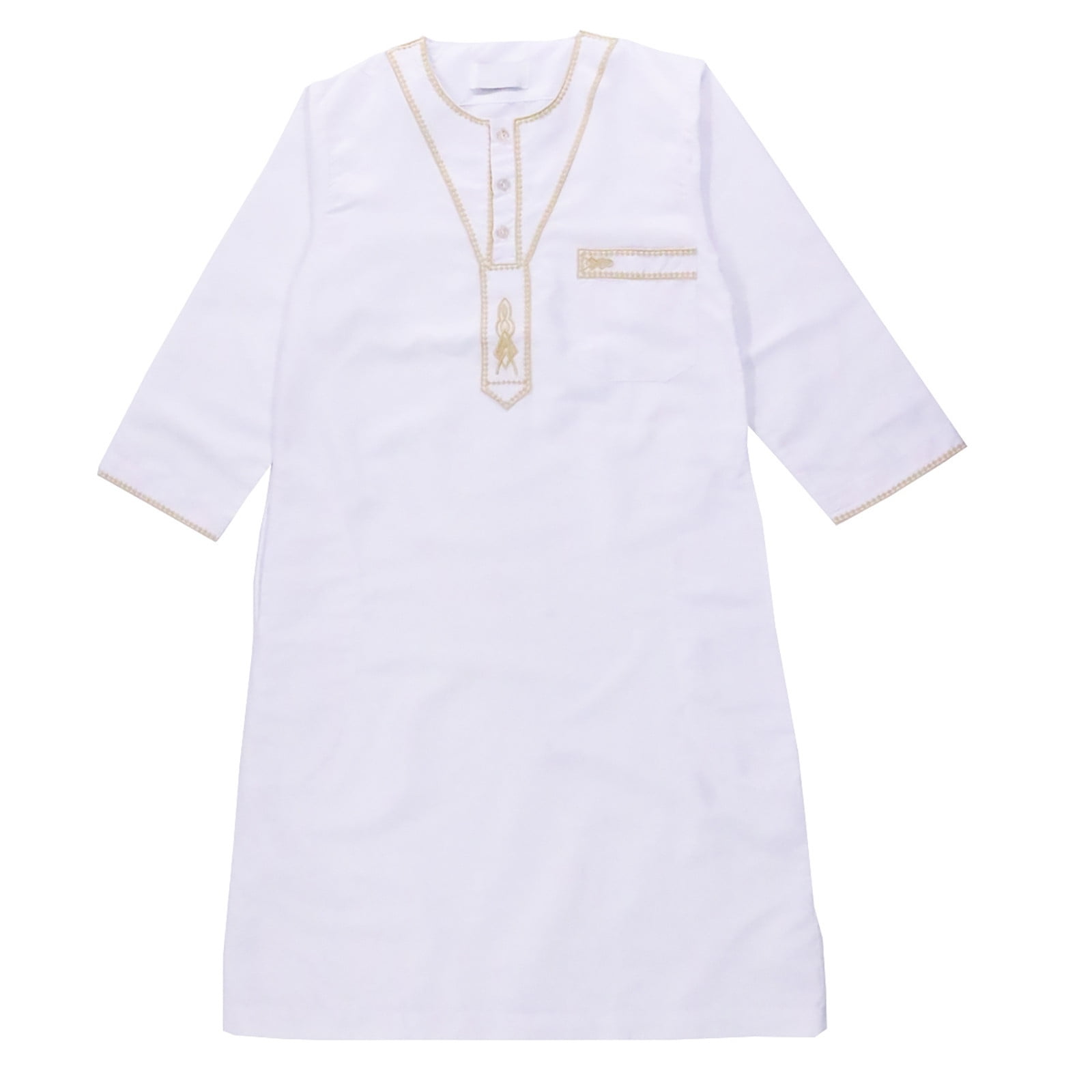 ANINEO Arabic Thobe Muslim Thobe Long Sleeve Kaftan Crew Collar Robe ...