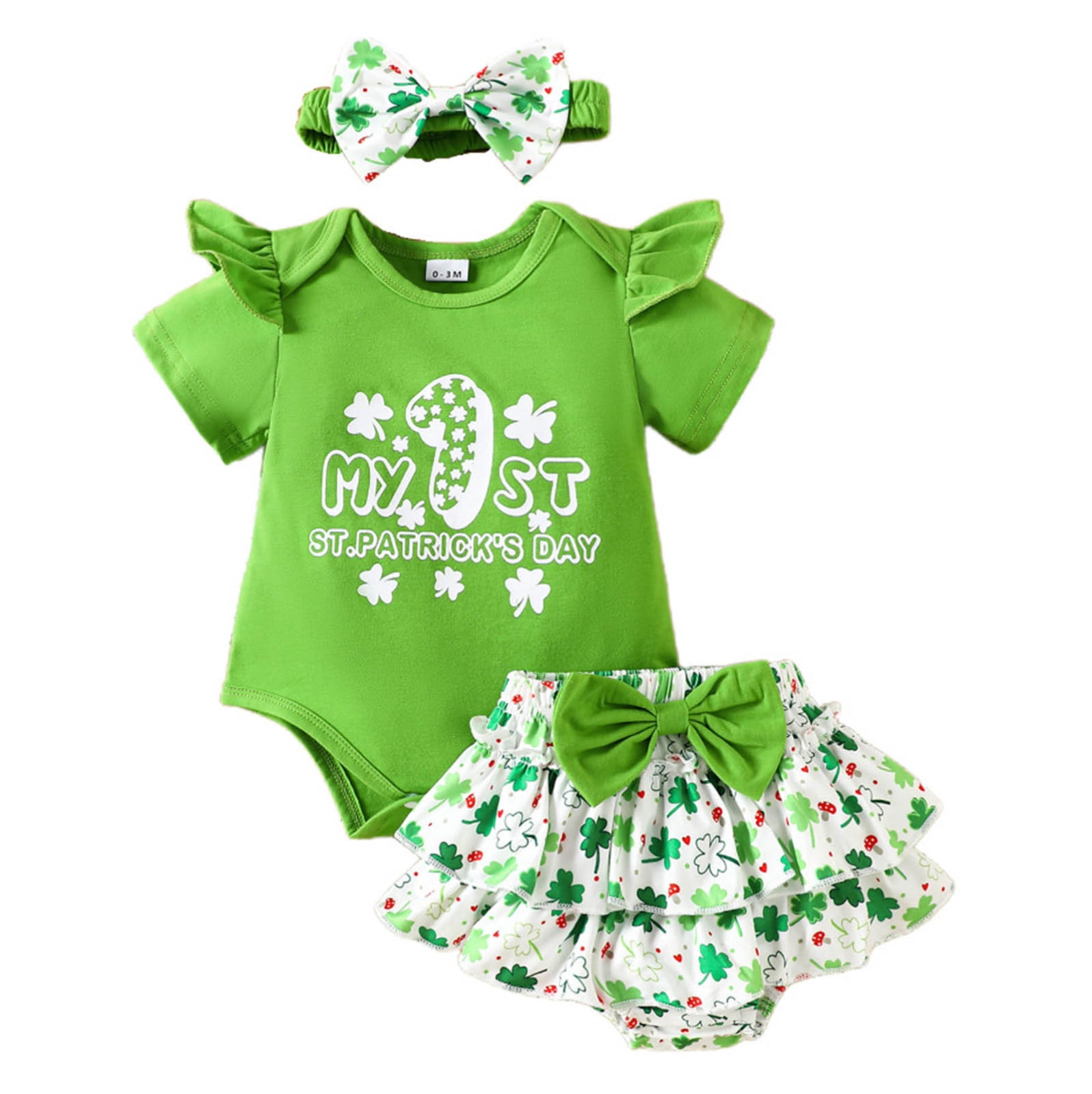 ANINEO Baby Girl My First St. Patrick's Day Outfit Ruffle Bodysuit Cake ...