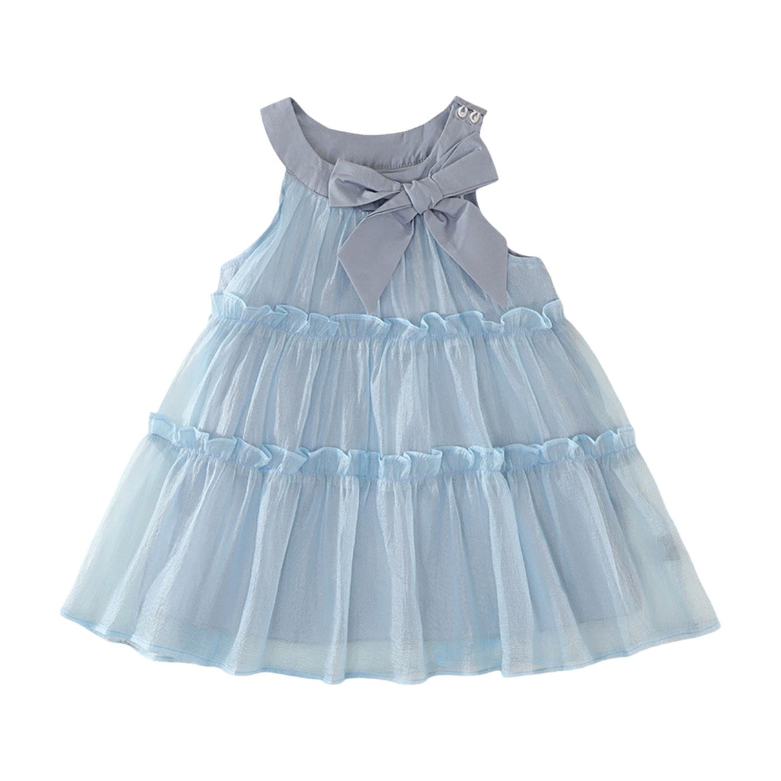 ANINEO Baby Girls Tulle Dress Sleeveless Floral Butterfly Tutu Dress ...