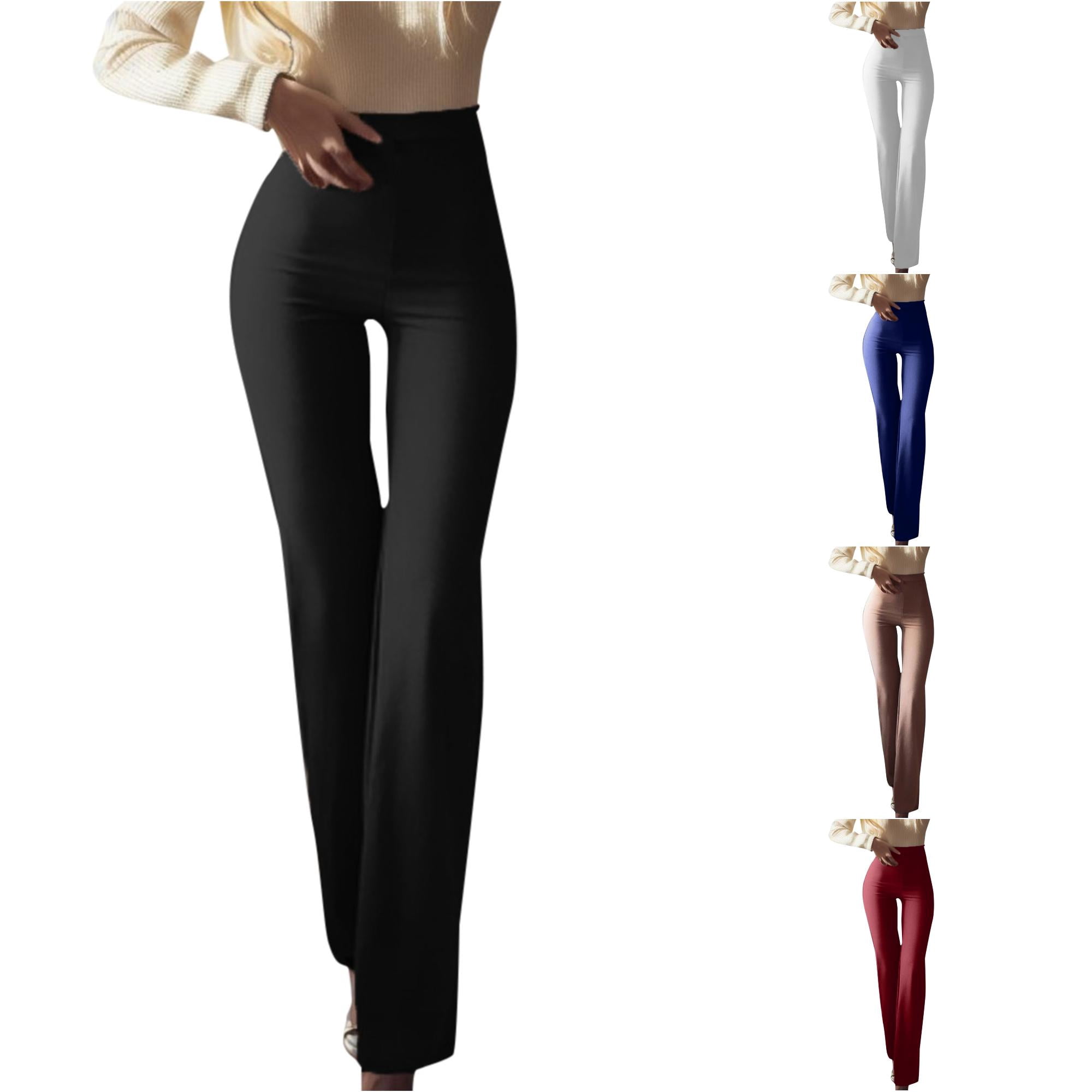 ANINEO Bell Bottoms Elasticity Pants Fashion Solid Color Women Leggings ...