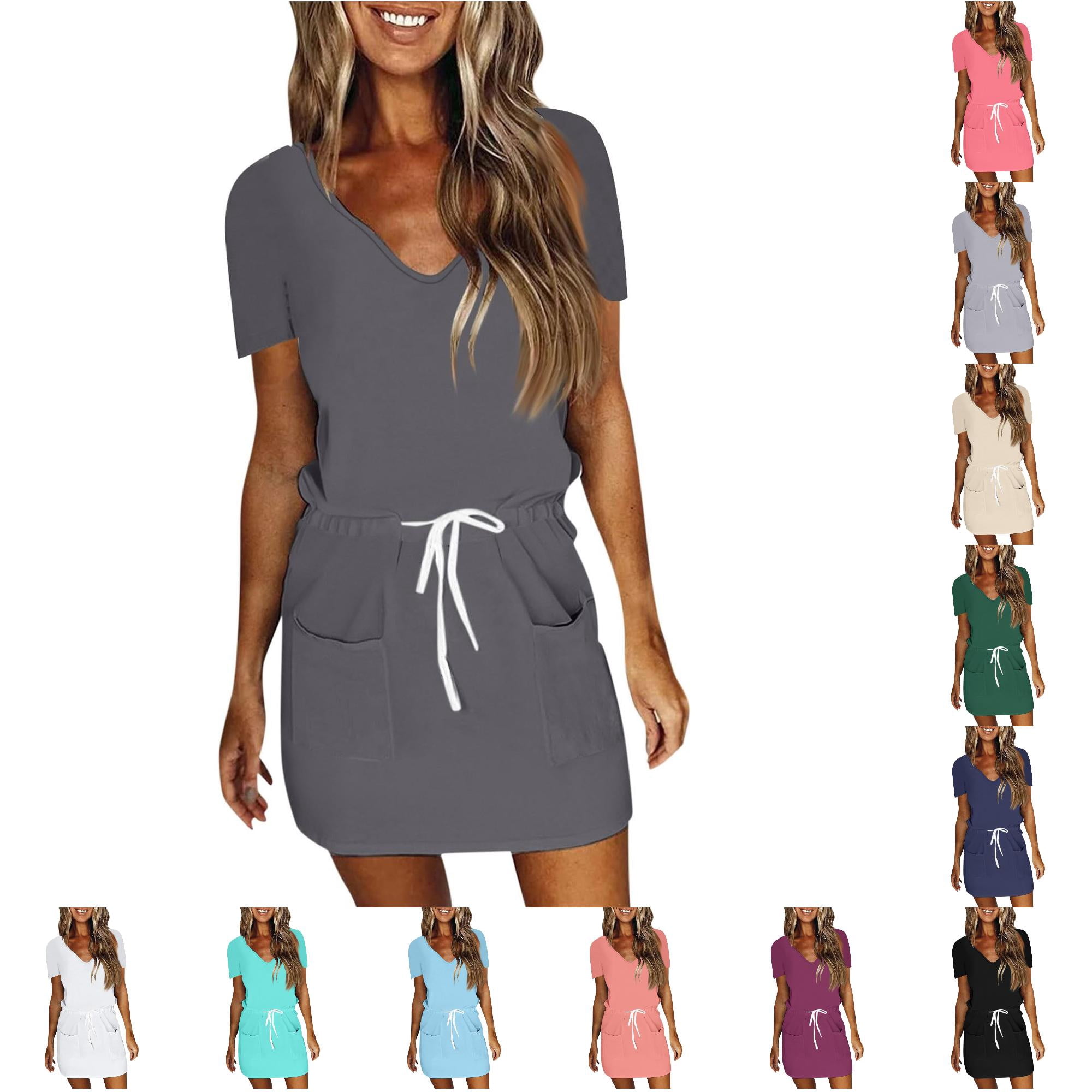 ANINEO Boho Dresses For Women V-Neck Striped Everyday Wear Casual And ...