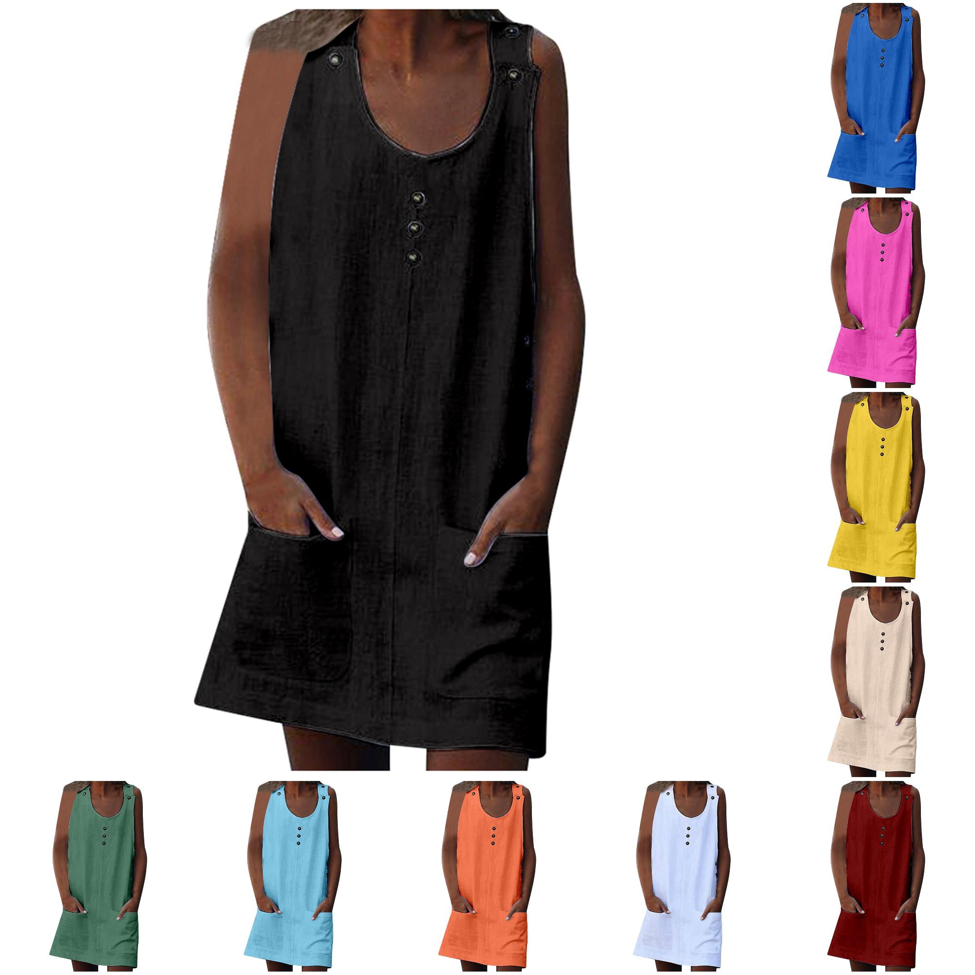 ANINEO Casual Summer Dresses For Women Button Front With Pockets ...