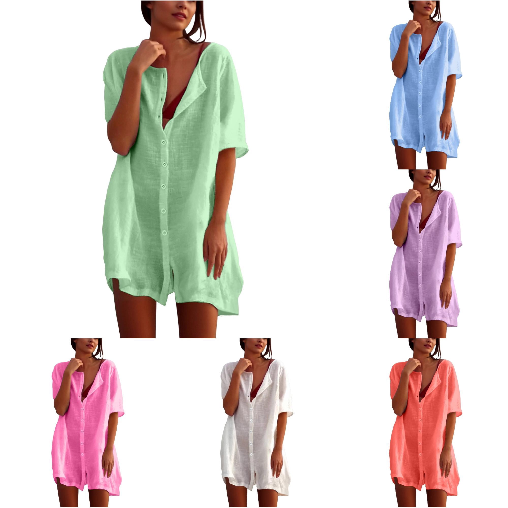 ANINEO Casual Summer Dresses For Women Mid Length Loose Solid Color ...