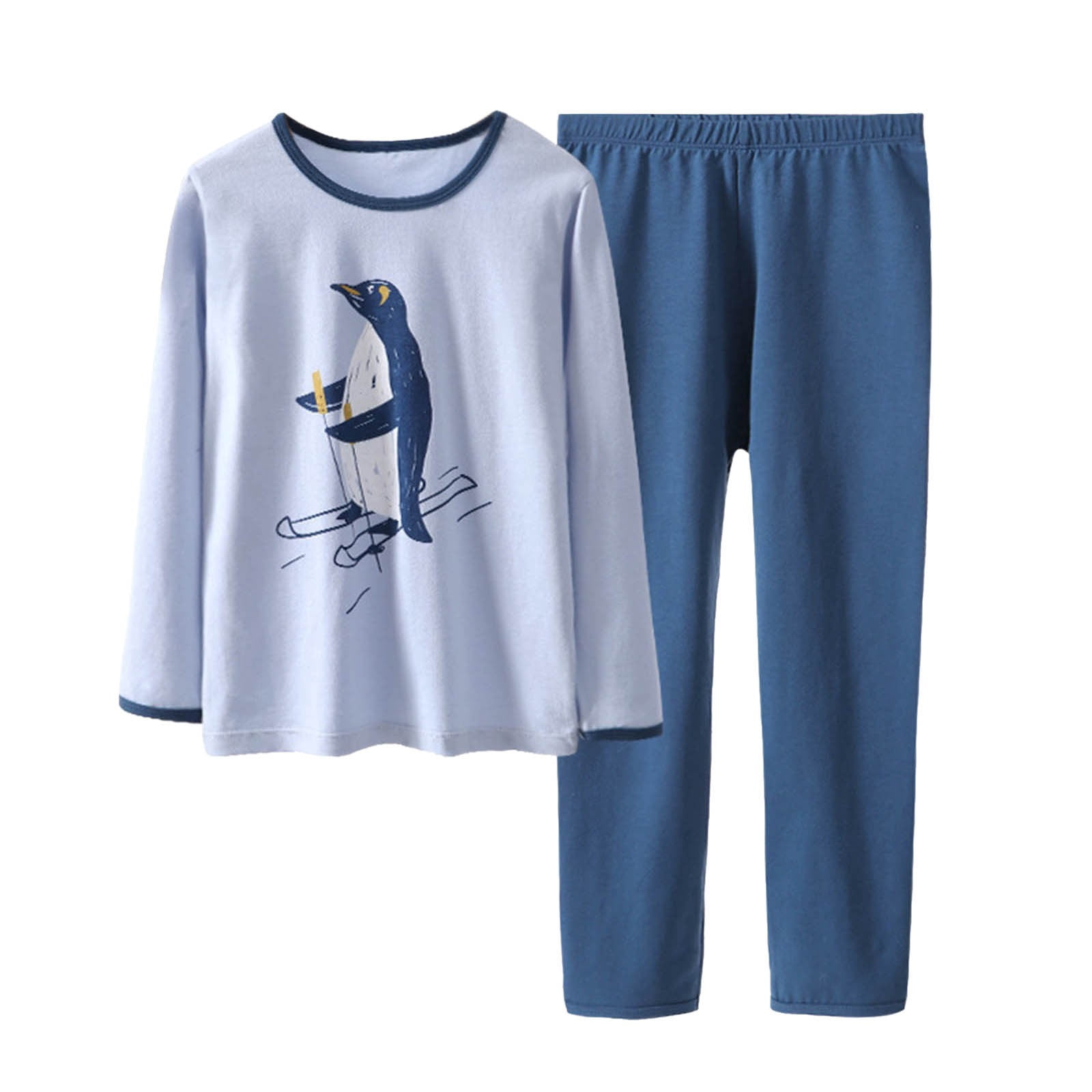 ANINEO Child Outfit Sets Boys Winter Thermal Pajamas With Cute Penguin ...