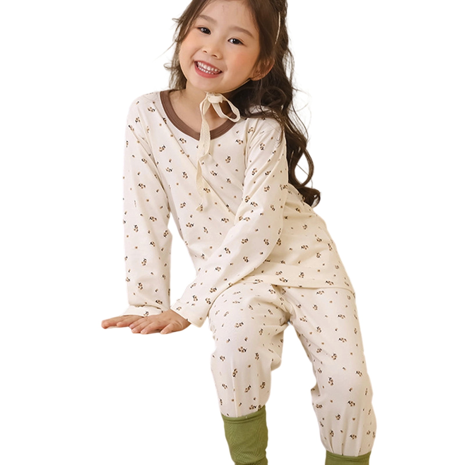 ANINEO Child Outfit Sets Cartoon Girls Thermal Sleep Long Sleeve Tops Pants Clothing Toddler ...