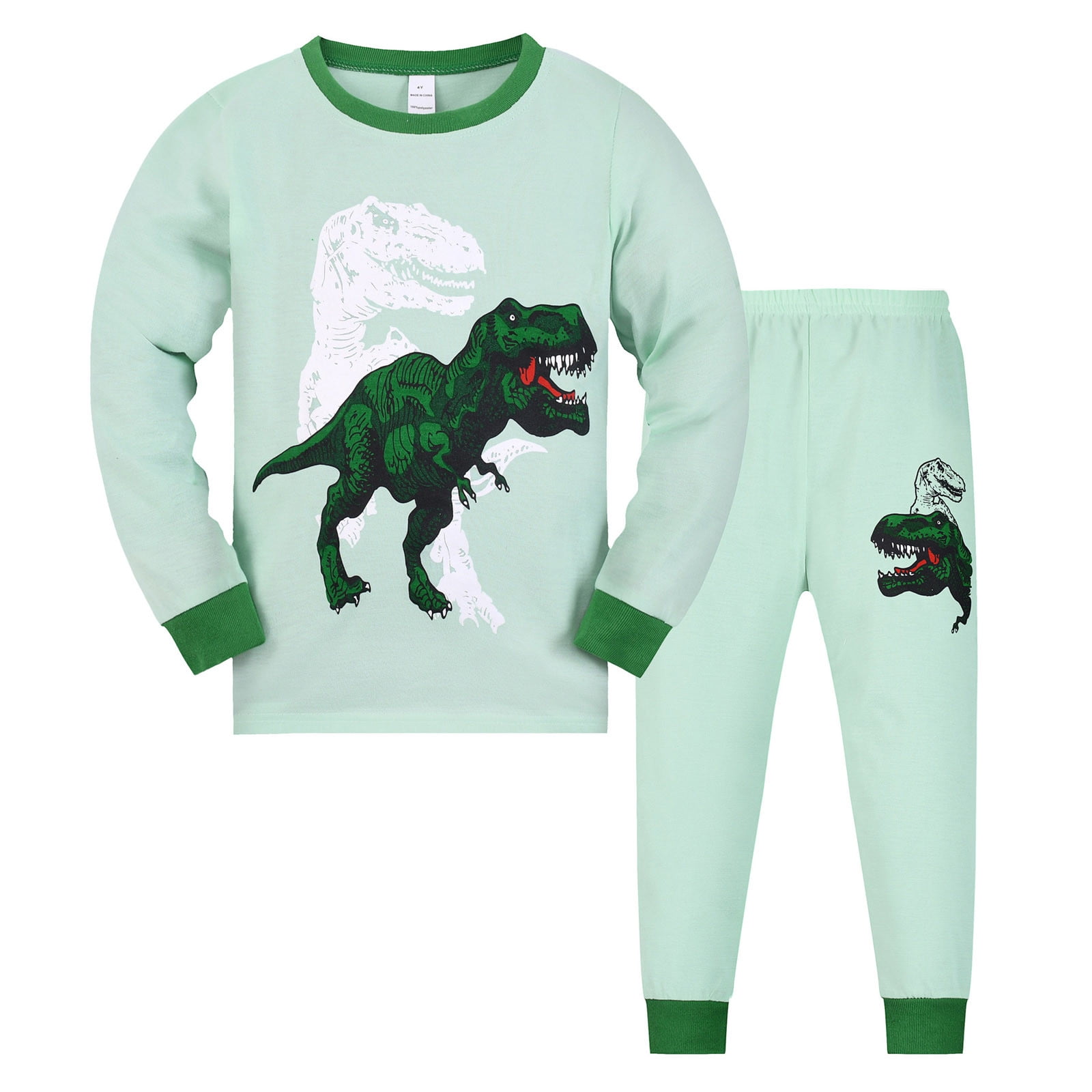 ANINEO Children's Homewear Long Sleeve Boys Cartoon Dinosaur Print Pajamas Sets Autumn Winter ...