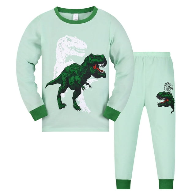 ANINEO Children's Homewear Long Sleeve Boys Cartoon Dinosaur Print Pajamas Sets Autumn Winter ...