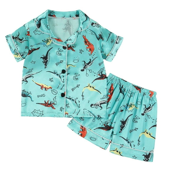 ANINEO Dinosaur Print Boys Pajama Cute Cartoon Themed Sleepwear Loungewear Tops Pants Kids Soft ...