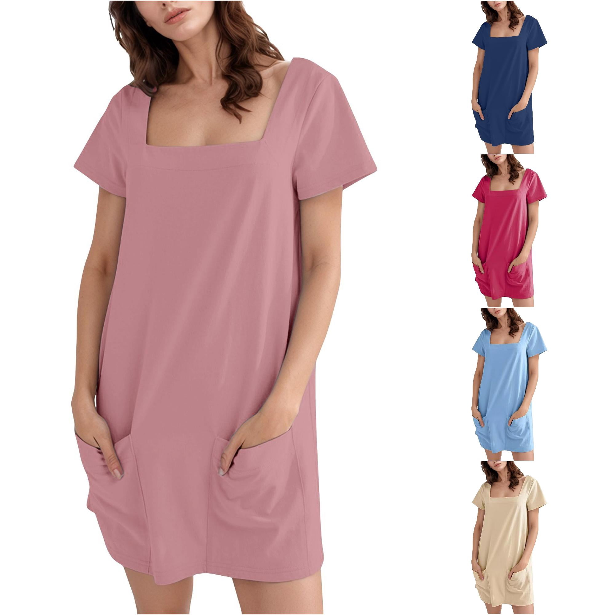 ANINEO Dresses For Women Casual Vacation Solid Color For Travel ...