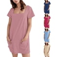 ANINEO Dresses For Women Casual Vacation Solid Color For Travel ...