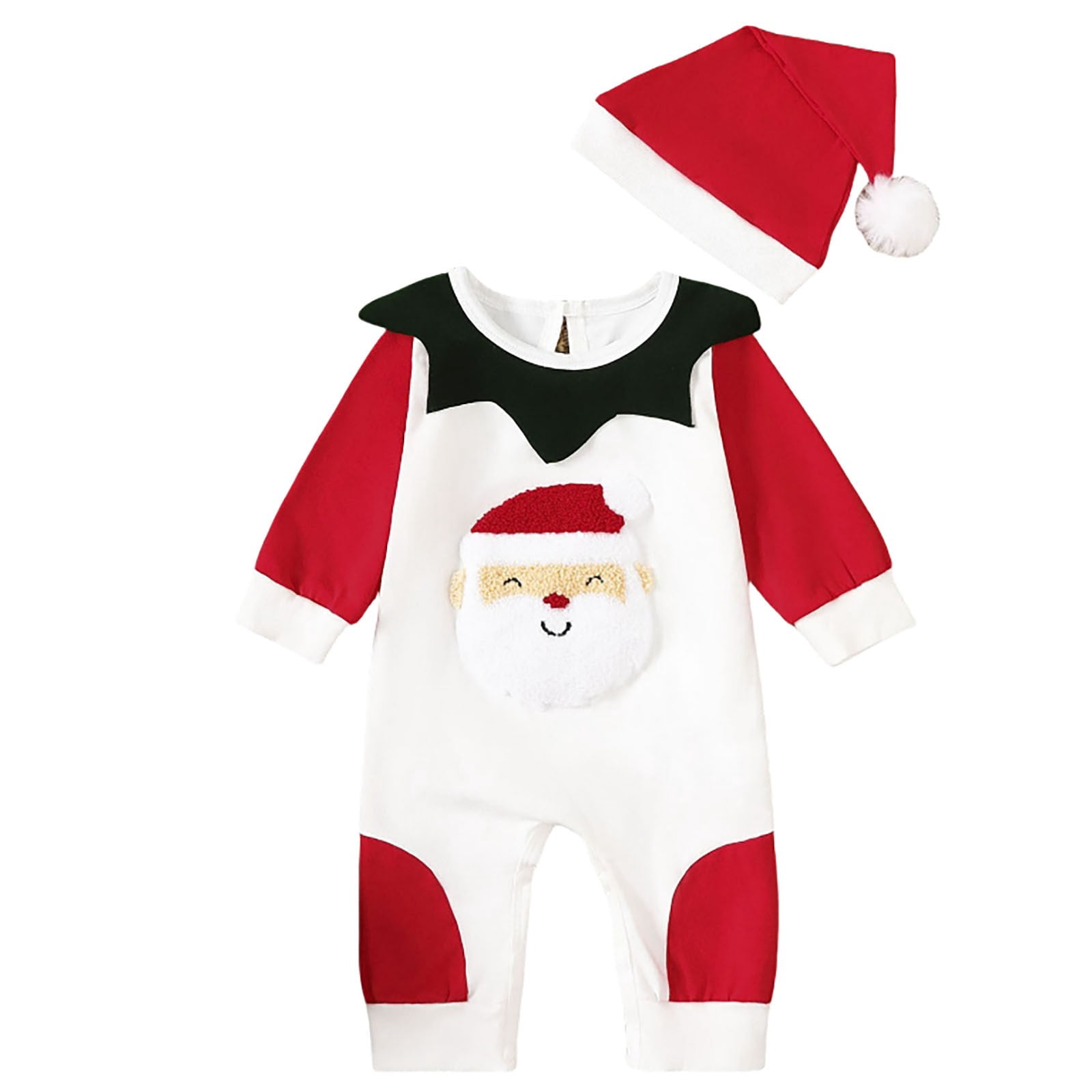 ANINEO Festive Baby Santa Embroidered Romper One-Pieces Jumpsuit With ...