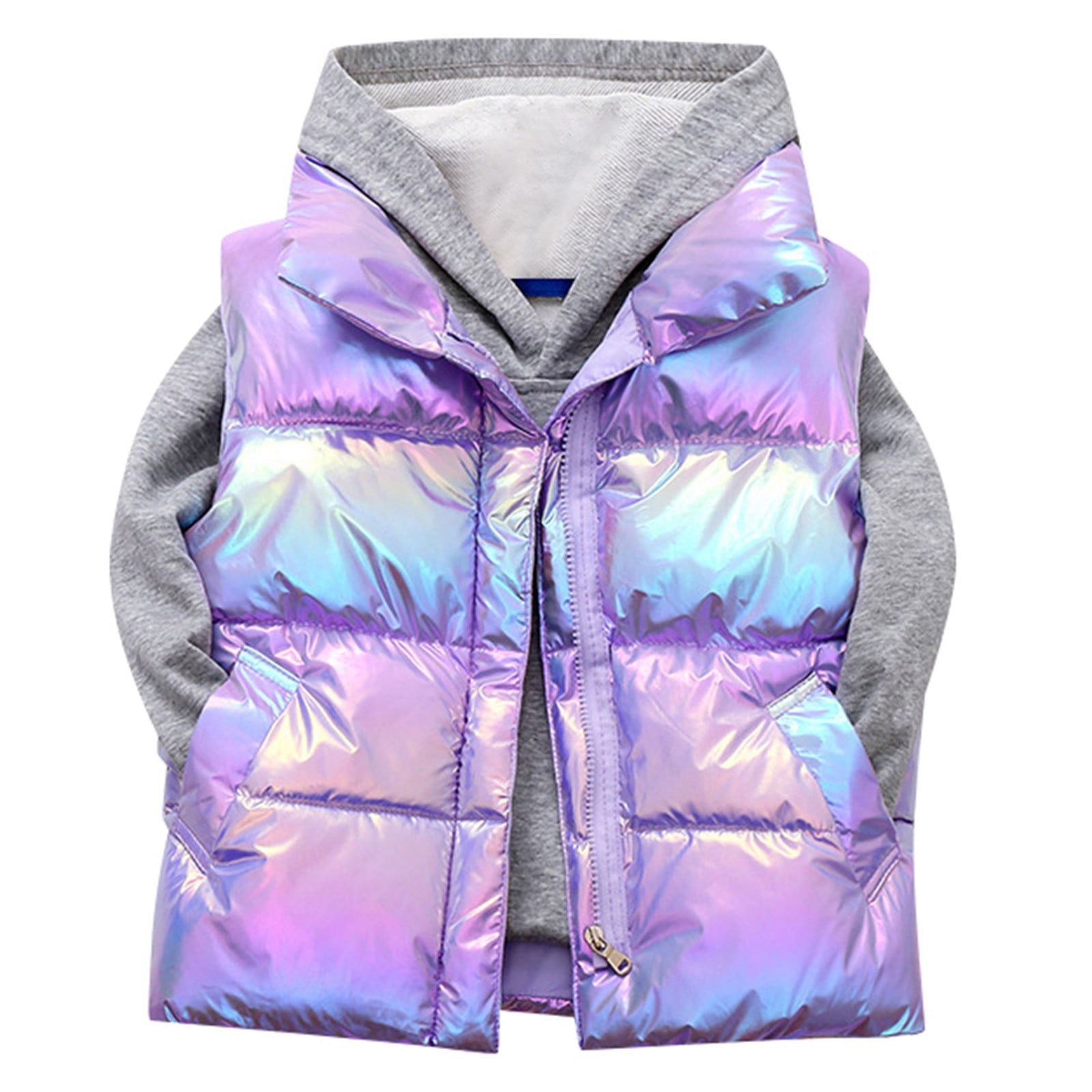 ANINEO Girls Crop Puffer Vest Drawstring Full-Zip Reversible Puffy Vest ...