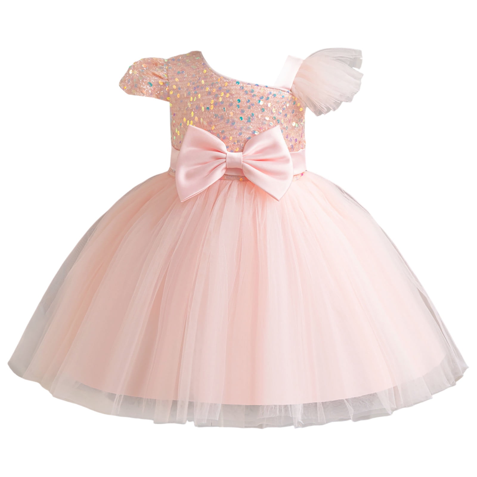 ANINEO Girls Mesh Pageant Dress Party Bow Knot Sleeveless Clothing Gown ...