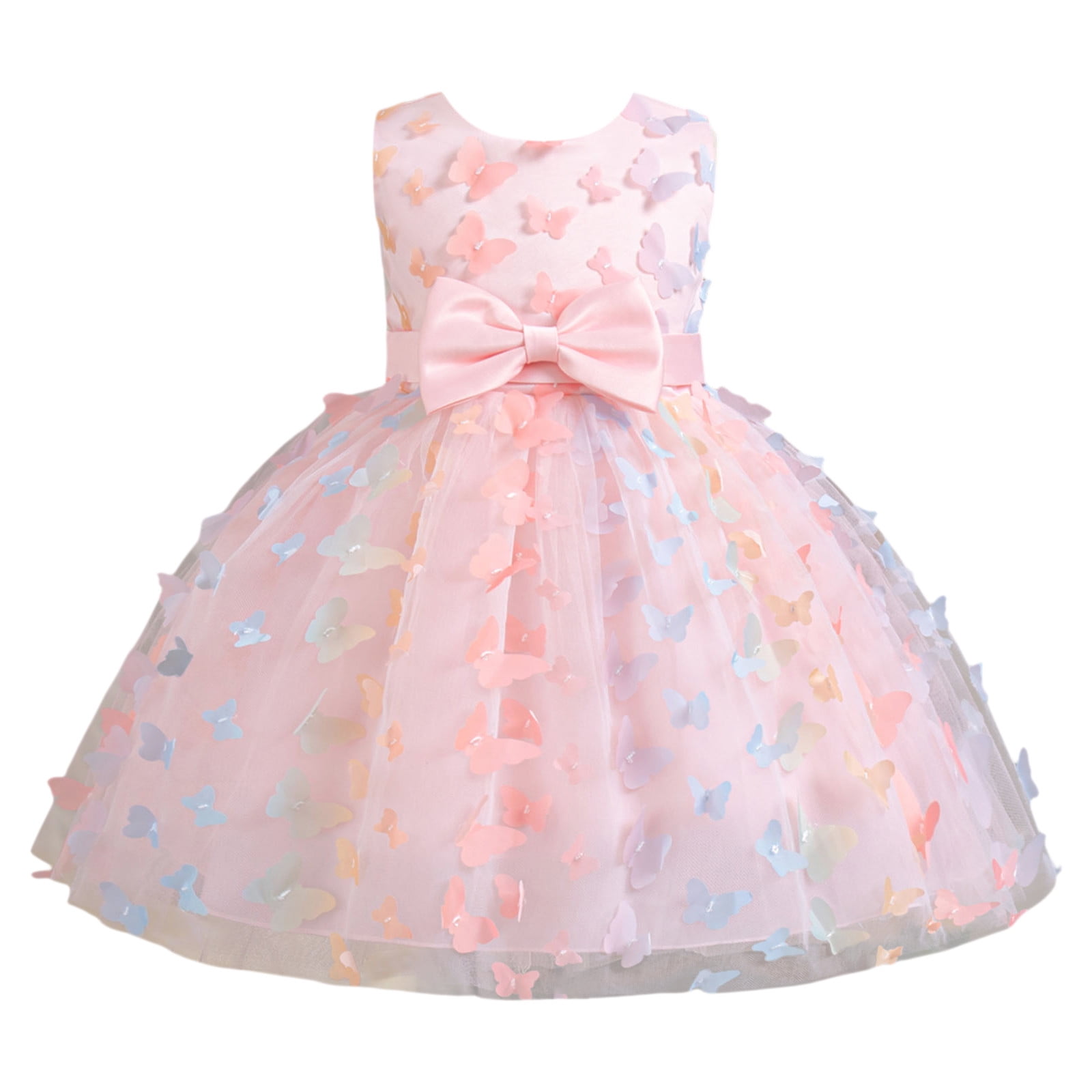 ANINEO Girls Pageant Dress Party Bow Knot Sleeveless Clothing Gown ...