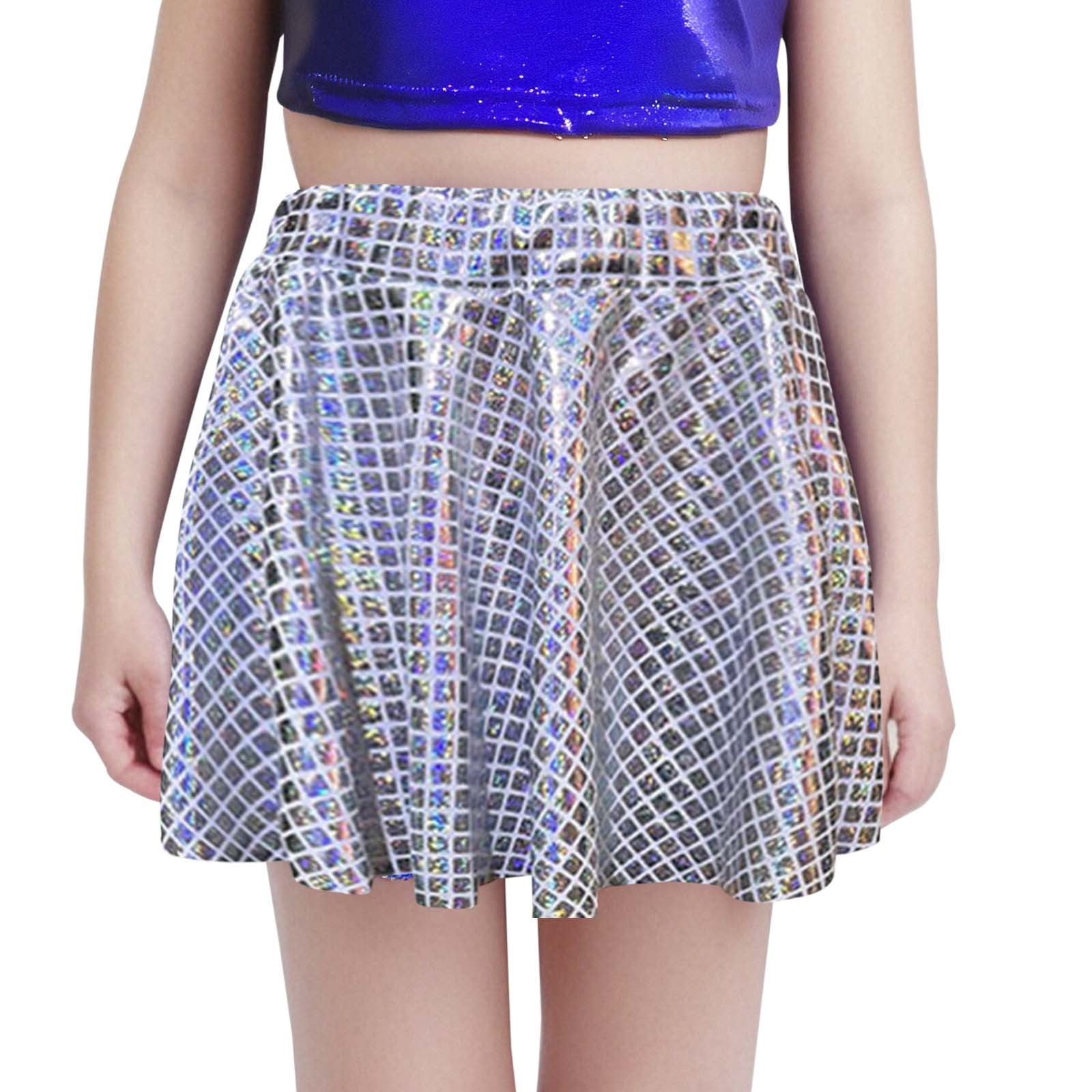ANINEO Girls Sequin Cheerleading Skirt with Cut Design Versatile Dance ...