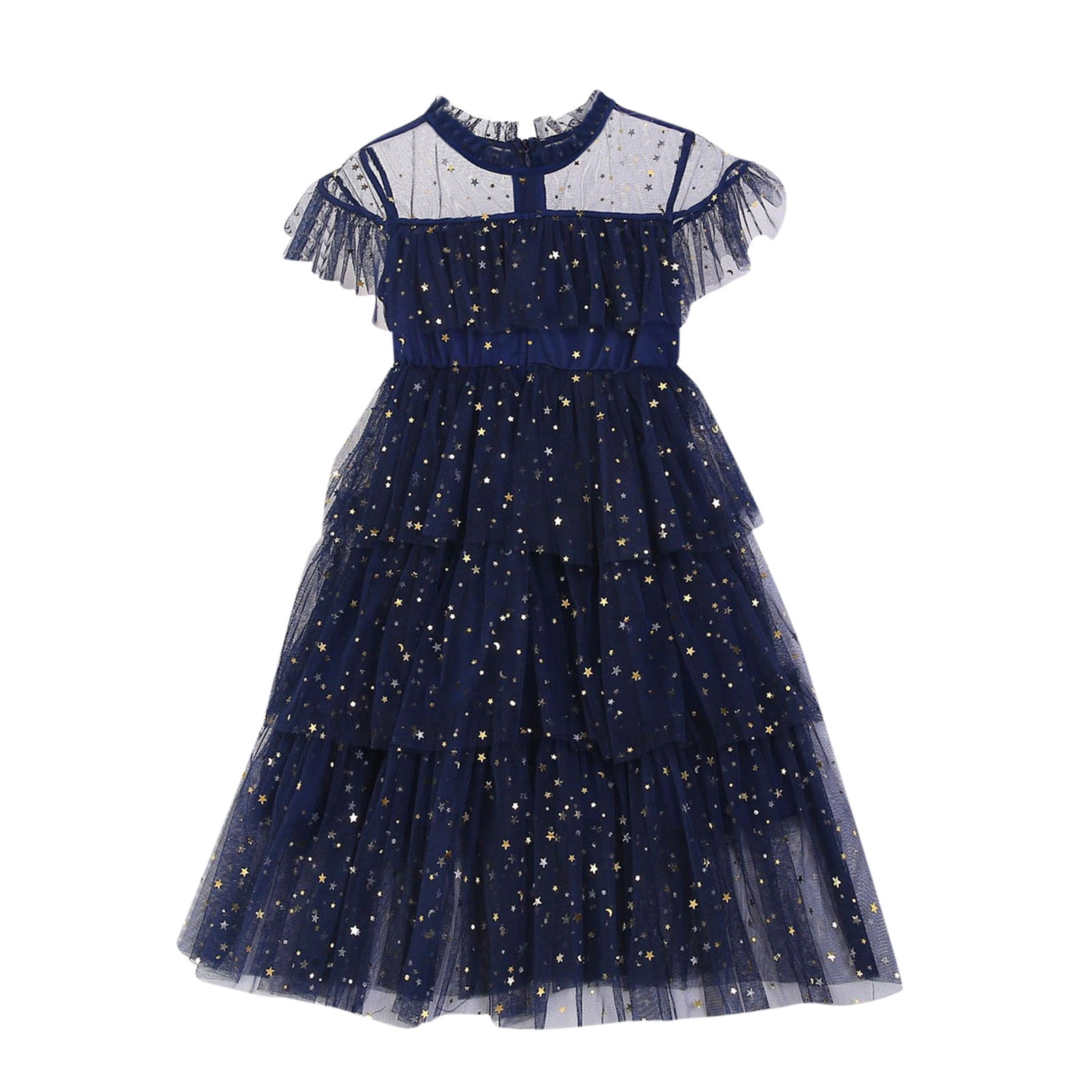 ANINEO Girls Sequin Dress Toddler Shiny Rainbow Stars Tulle Dresses ...