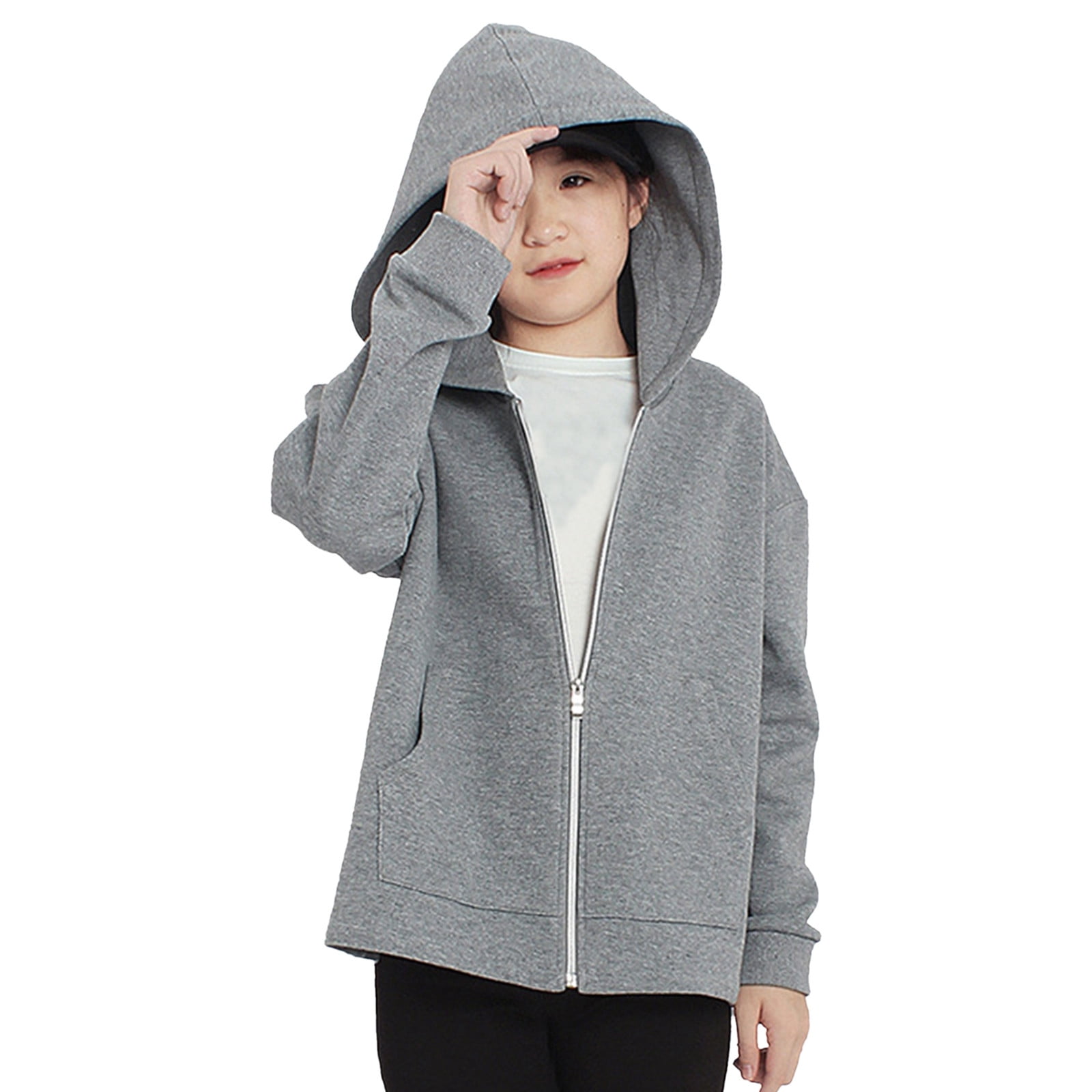 ANINEO Girls Soft Brushed Full-Zip Sport Hooded Sweatshirts Kids ...