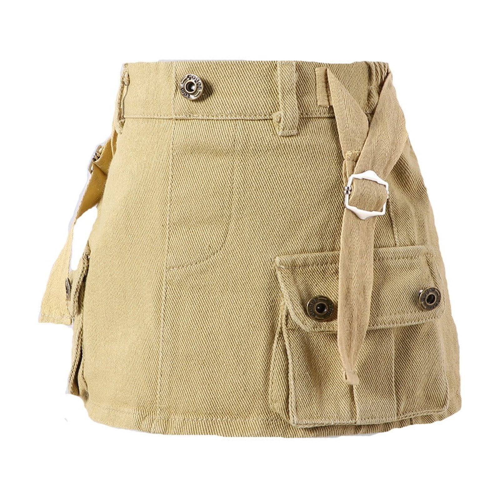 ANINEO Girls Solid Color Cargo Skirt Low Waist Short Denim Jean Skirt ...
