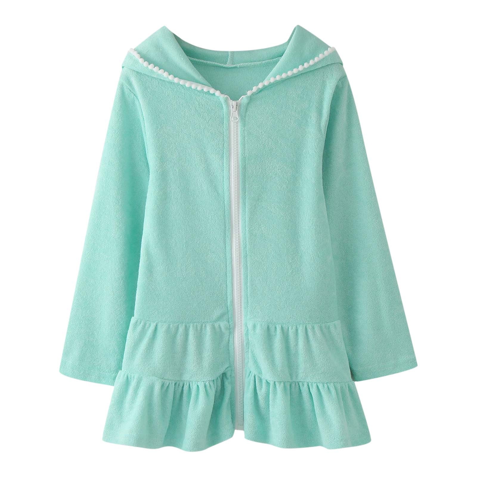 ANINEO Girls Swim Cover Up MulticolorHooded Zip-Up Terry Swimsuit ...