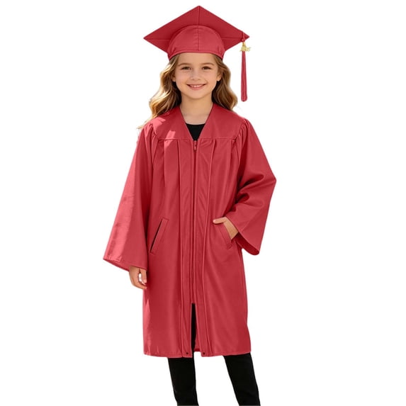 ANINEO Graduation Gown And Cap For Kids Girls Doctoral Robe With ...