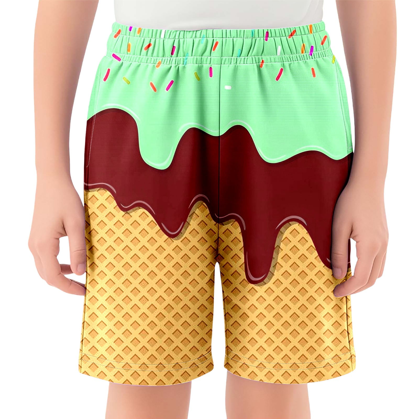 ANINEO Ice Cream Boys Girls Casual Shorts Athletic Gym Shorts Elastic ...